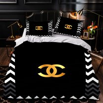 Chic Black and White 3-Piece Duvet Cover Set with Luxurious Trim Design ...