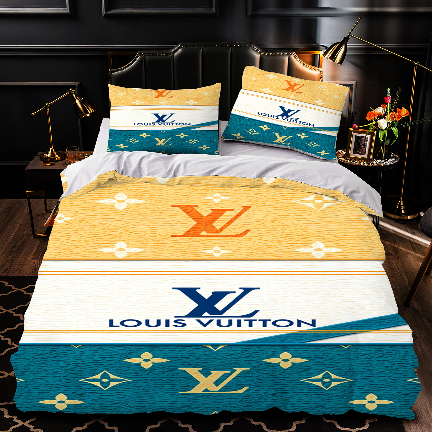 Luxurious 3-Piece Duvet Cover Set - Bold Pattern Elegant Black Decor ...