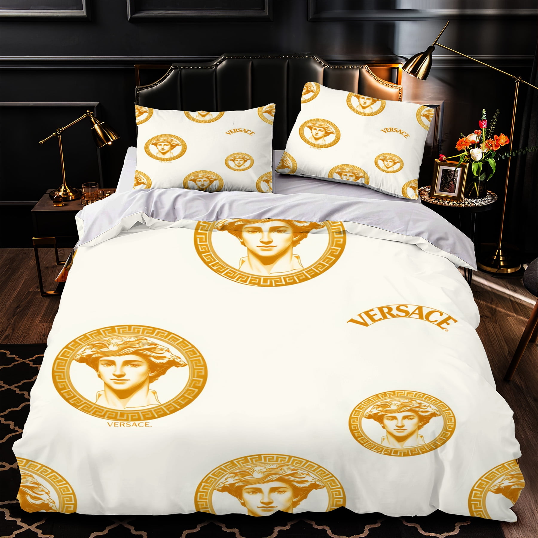 Luxurious 3-Piece Duvet Cover Set with Classical Figure & Greek Key ...
