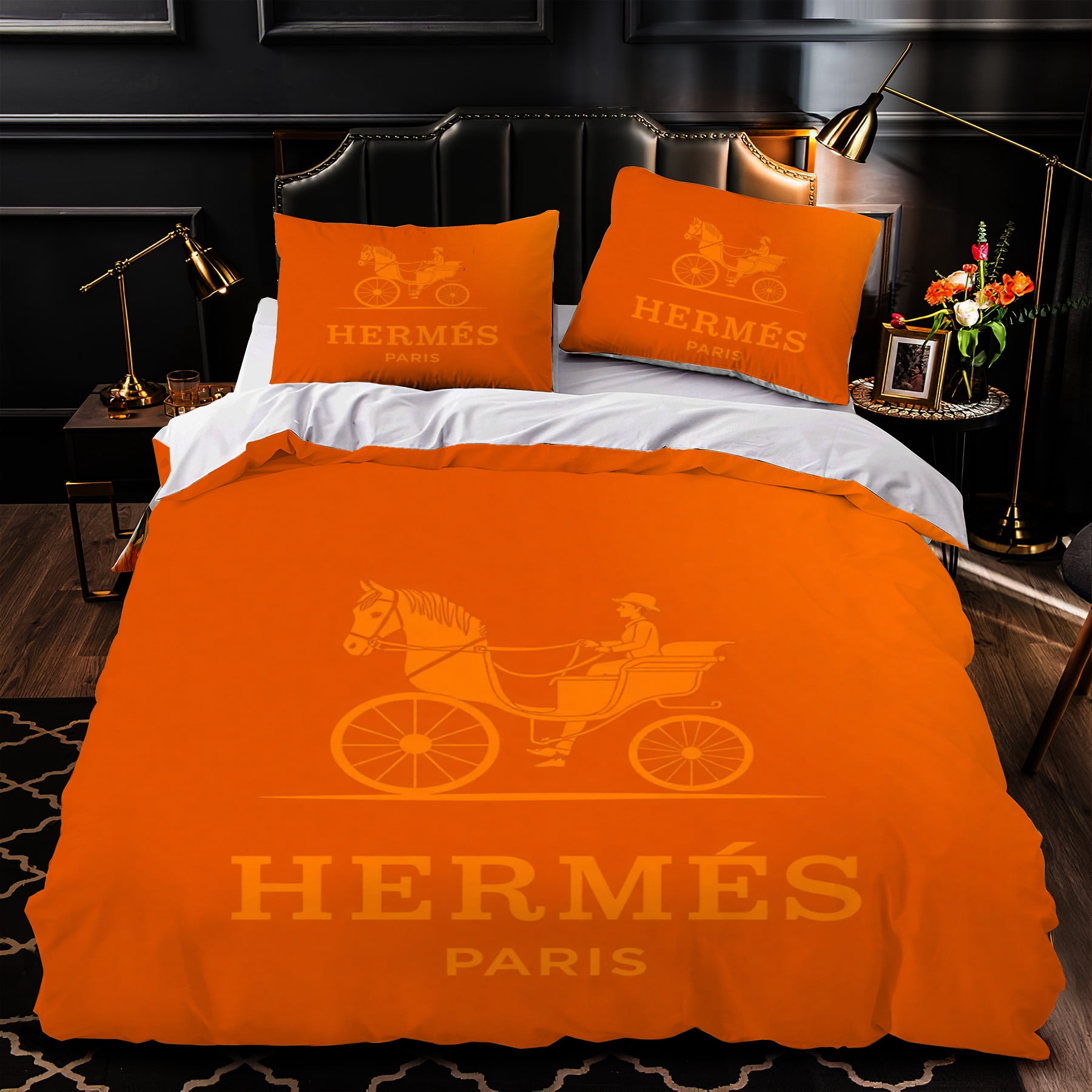 Luxurious 3-Piece Duvet Cover Set with Elegant Horse - Drawn Carriage ...