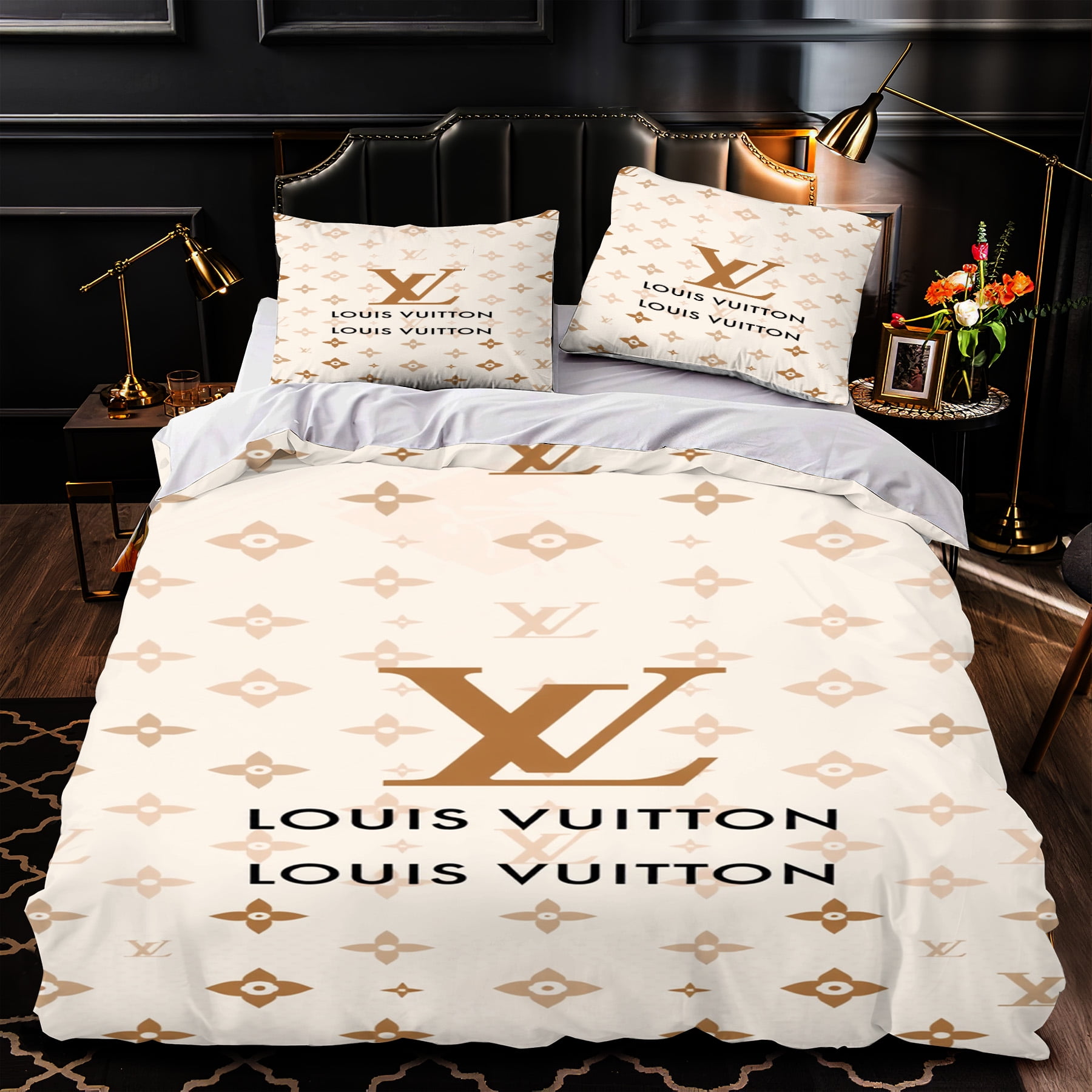 Luxurious 3-Piece Duvet Cover Set with Iconic Pattern Neutral Color ...