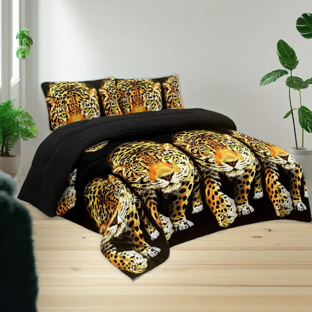 Luxurious 3-Piece King Leopard Print Comforter Set - Soft & Cozy ...