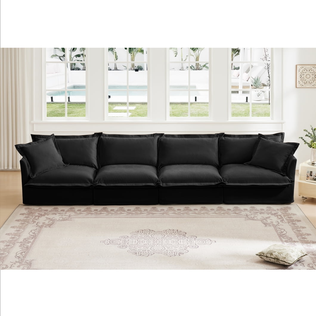 Luxurious 4-Seater Modular Sofa with Removable Chenille Cover, Extra ...