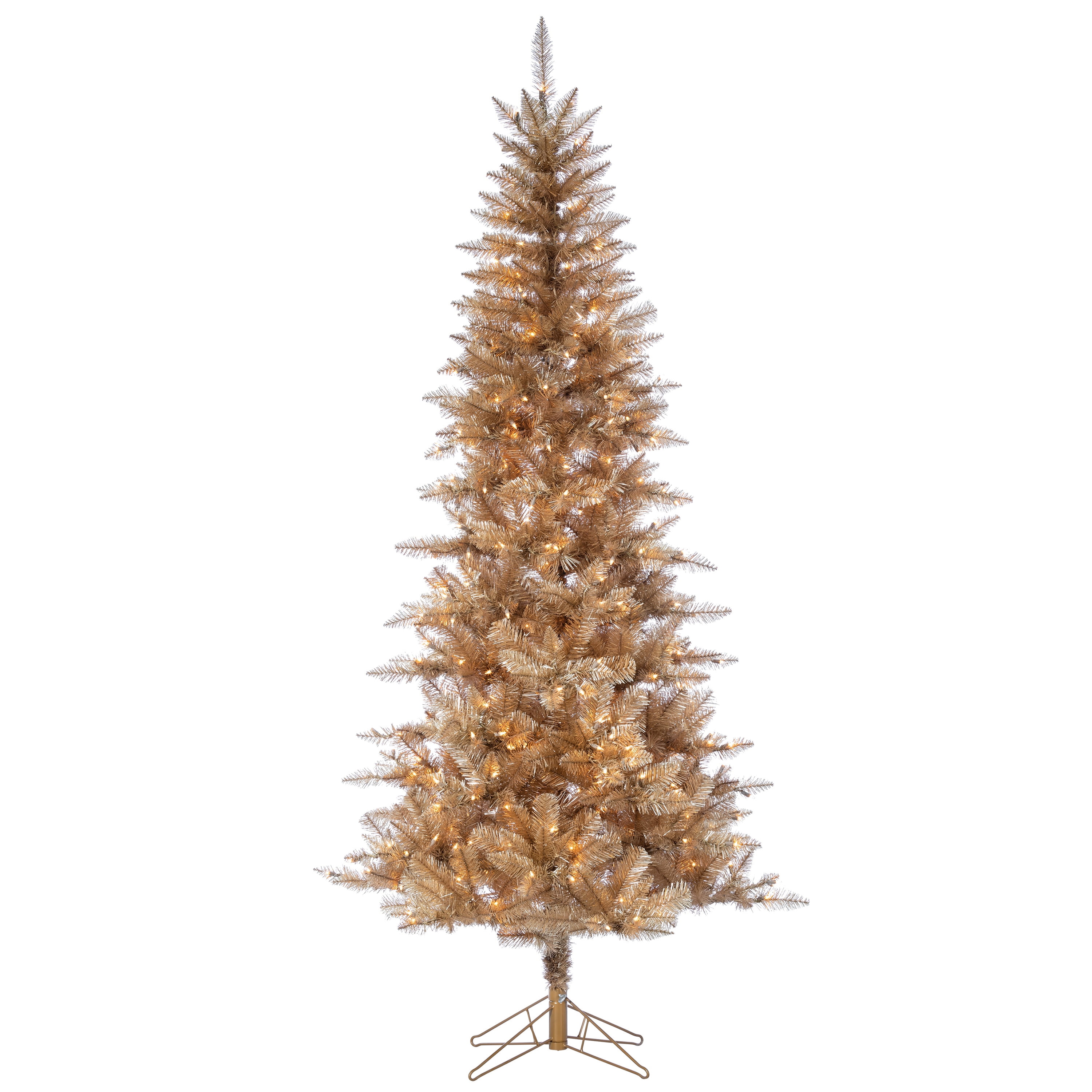 Luxurious 7.5 Foot Gold Tuscany Tinsel Tree with Instant Connect ...