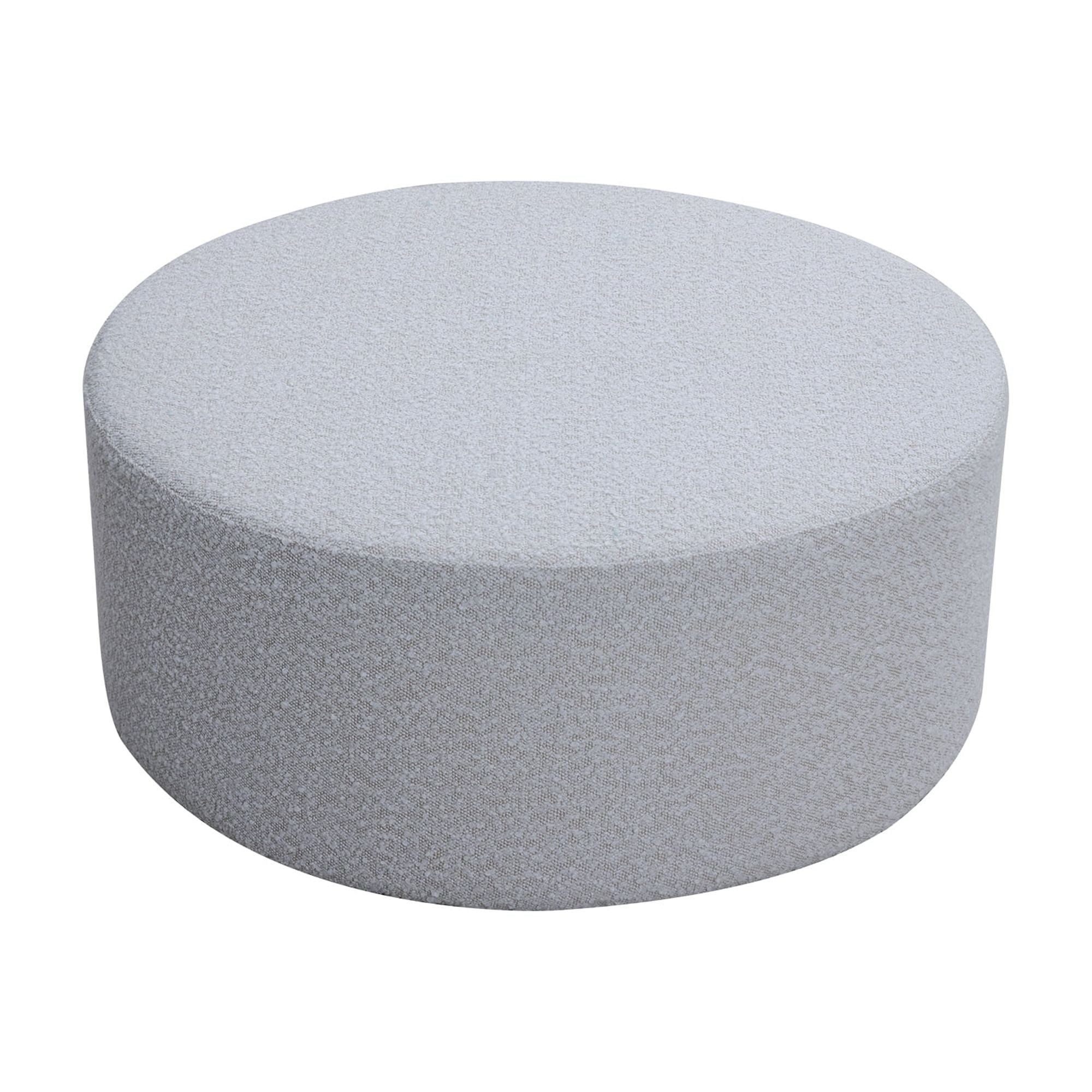Luxurious Beige Boucle Round Coffee Table Ottoman & Side Table - Modern ...