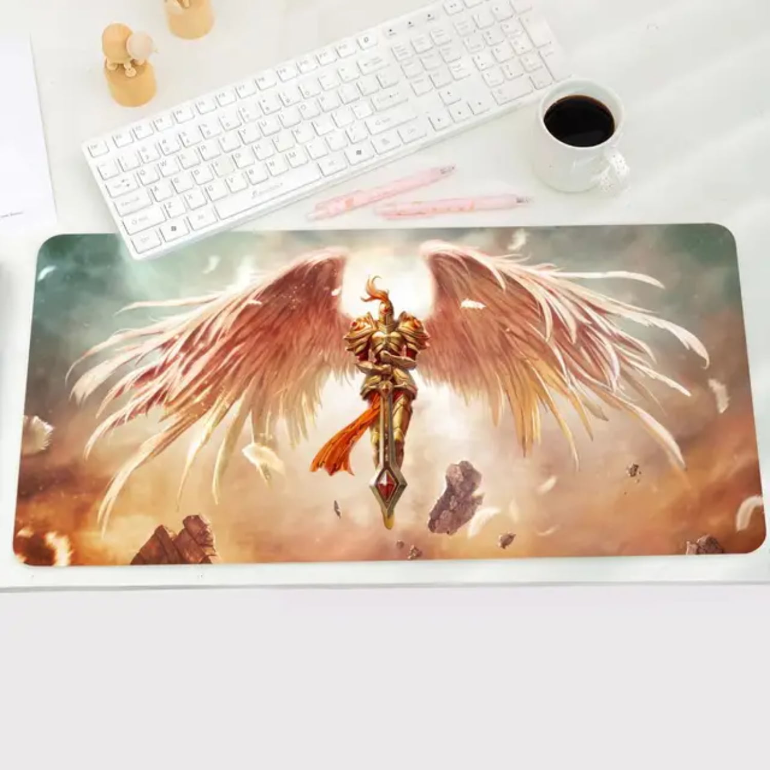 Luxurious Big Anime Angel Wing Knight Mouse Pad - Stylish Cushion for ...