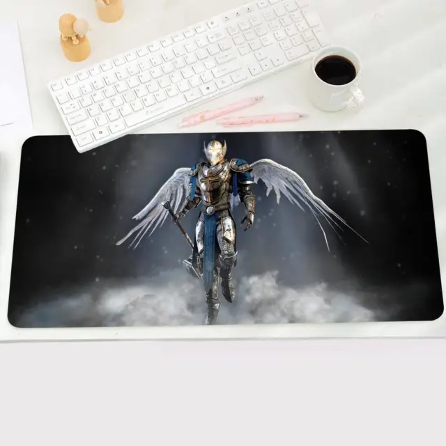 Luxurious Big Anime Angel Wing Knight Mouse Pad - Stylish Cushion for ...