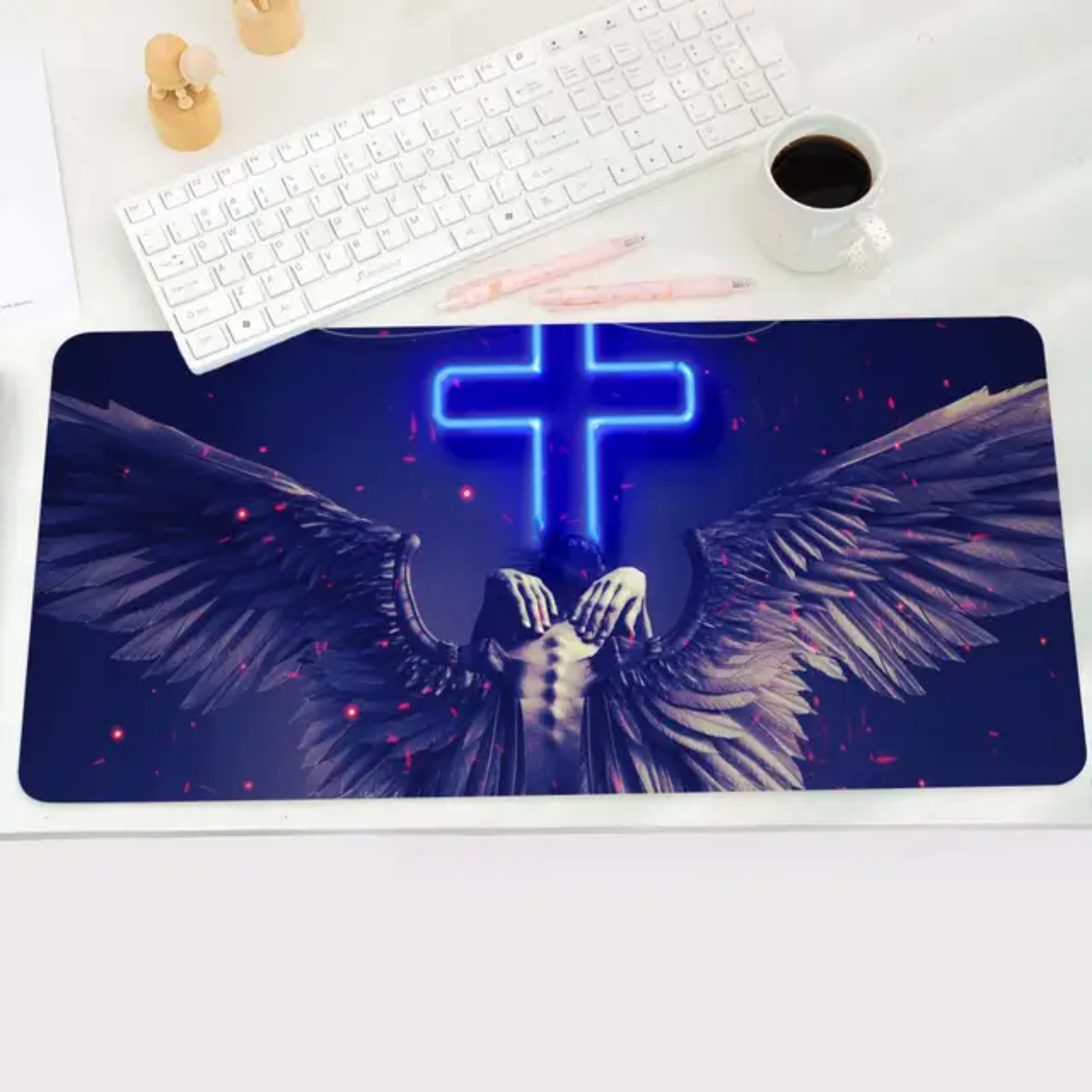 Luxurious Big Anime Angel Wing Knight Mouse Pad - Stylish Cushion for ...