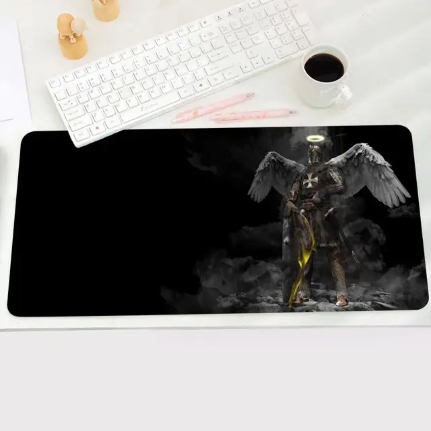 Luxurious Big Anime Angel Wing Knight Mouse Pad - Stylish Cushion for ...