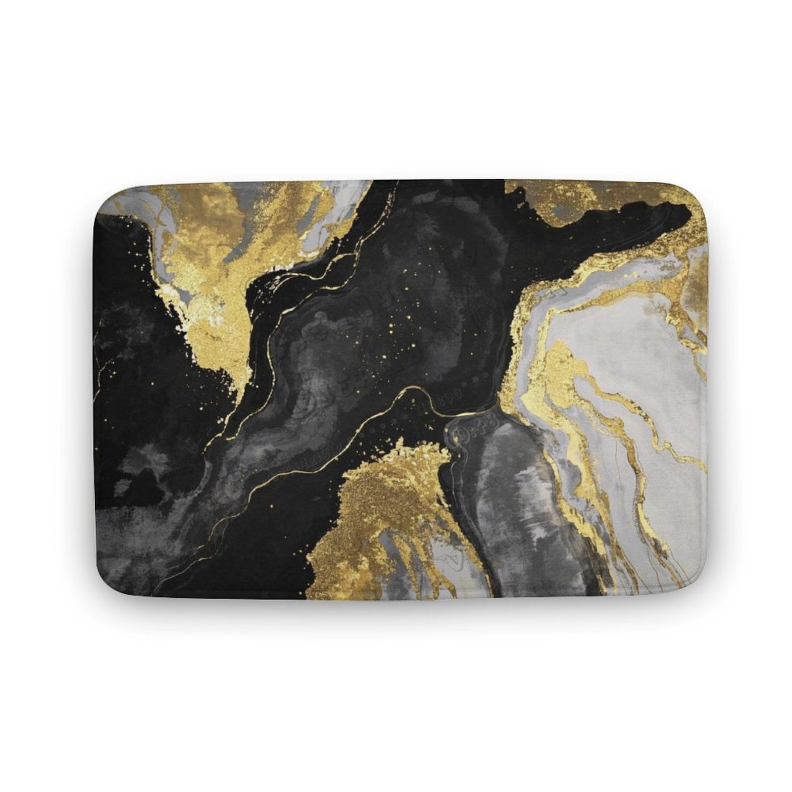 Luxurious Black and Gold Marble Design Bath Mat - 20x32 Inches, Perfect ...