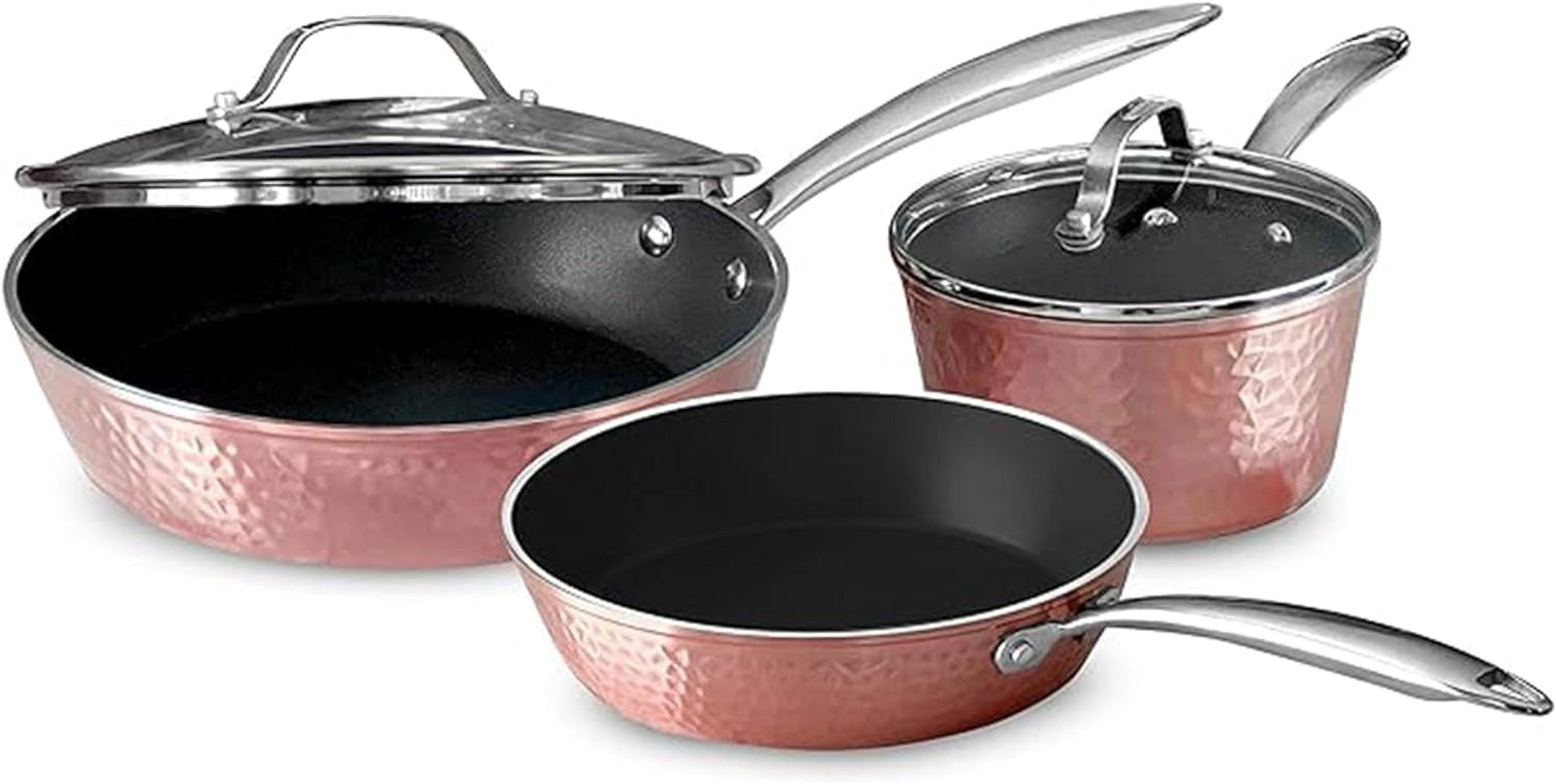 Luxurious Ceramic 5 Piece Rose Cookware Set with Glass Lids ...