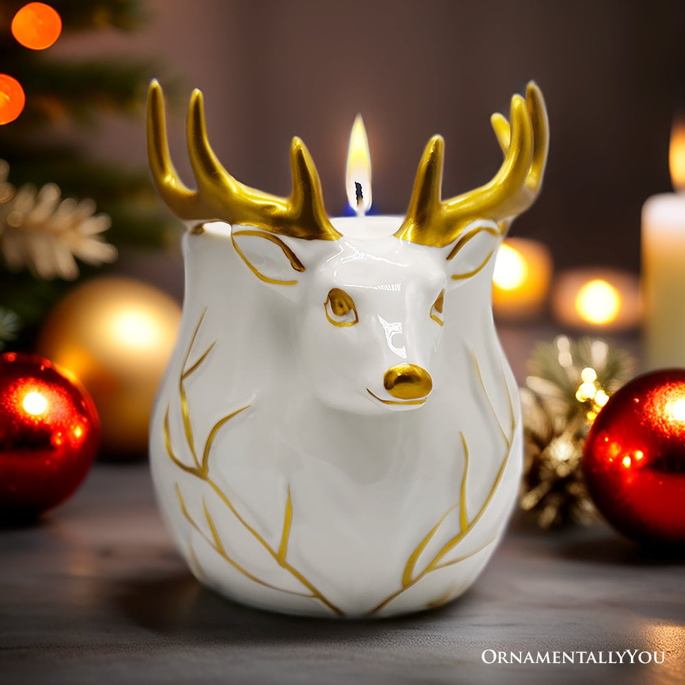 Luxurious Ceramic Deer Candle, Holiday Home Decor Scented with an ...