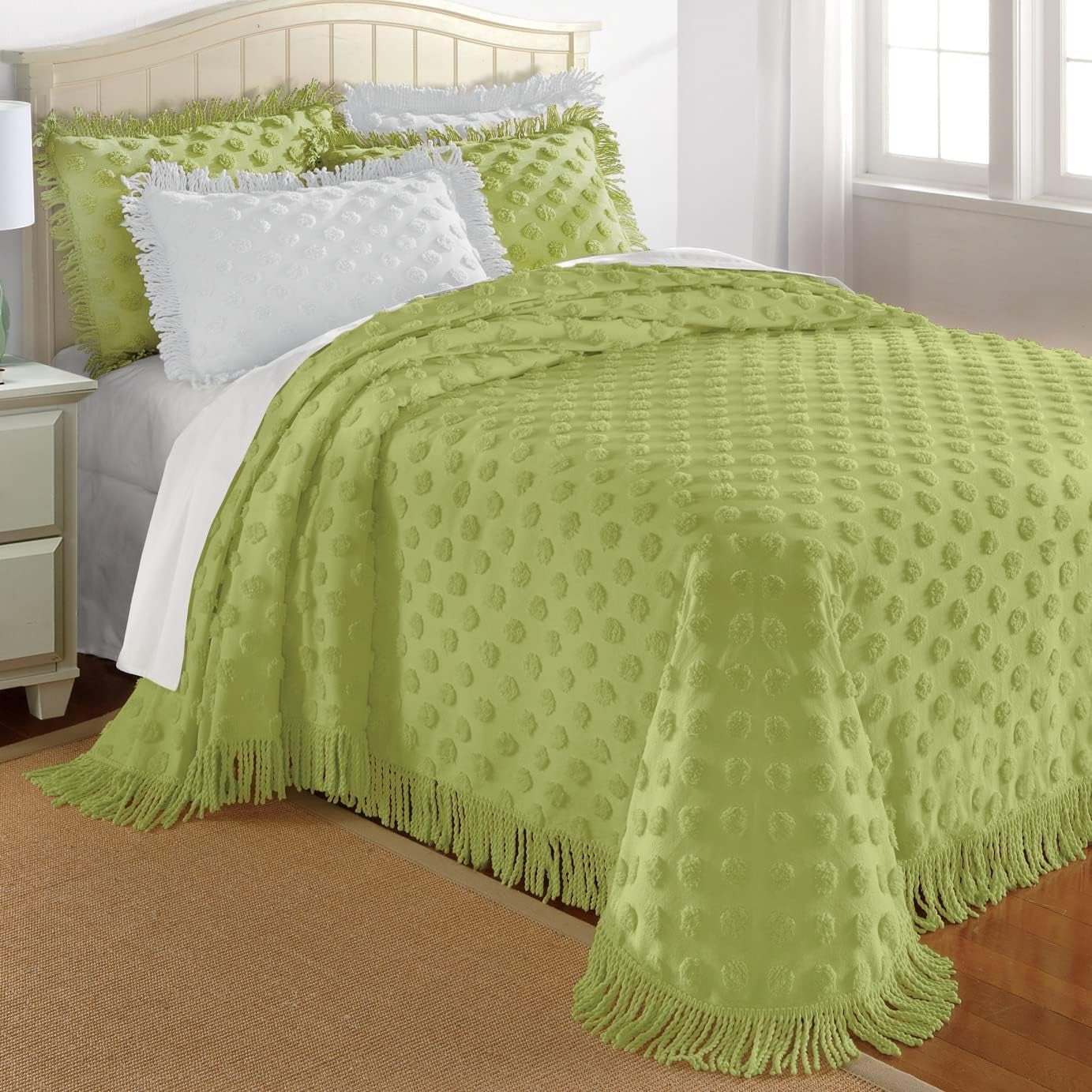 Luxurious Chenille Dot Bedspread, King Size, Soft Cotton Comforter in ...