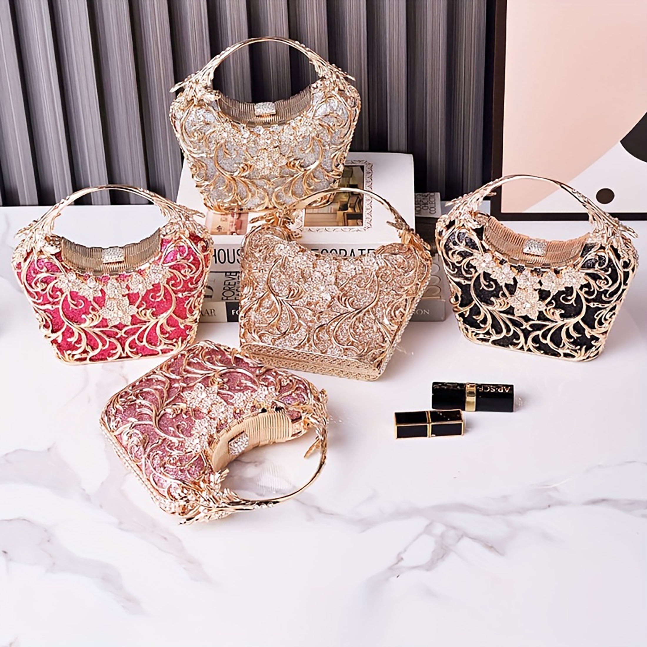 Luxurious Clutch with Rhinestones, Dinner Bag, Celebrity Dress Banquet ...