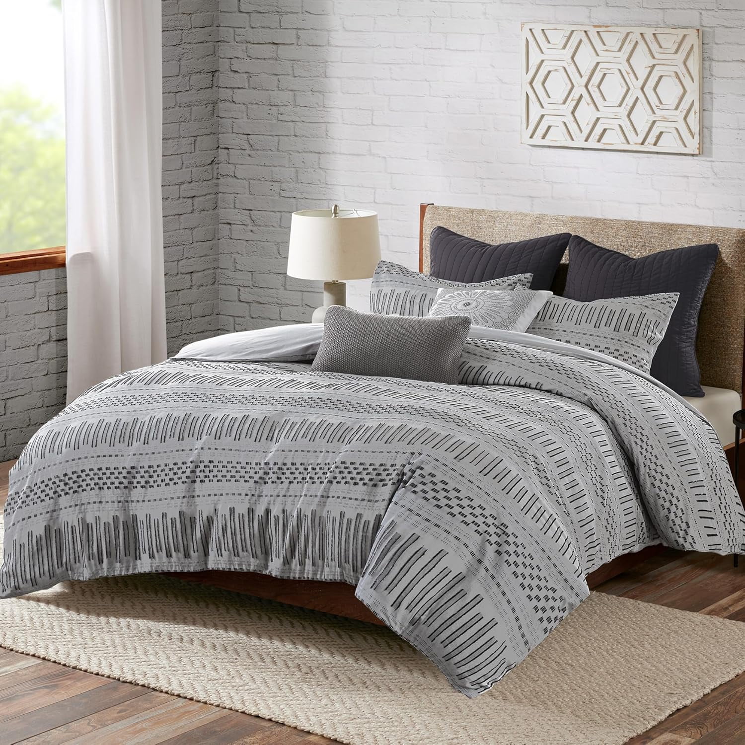Luxurious Cotton Bedding Set - Mid Century Trendy Geometric Design, All ...
