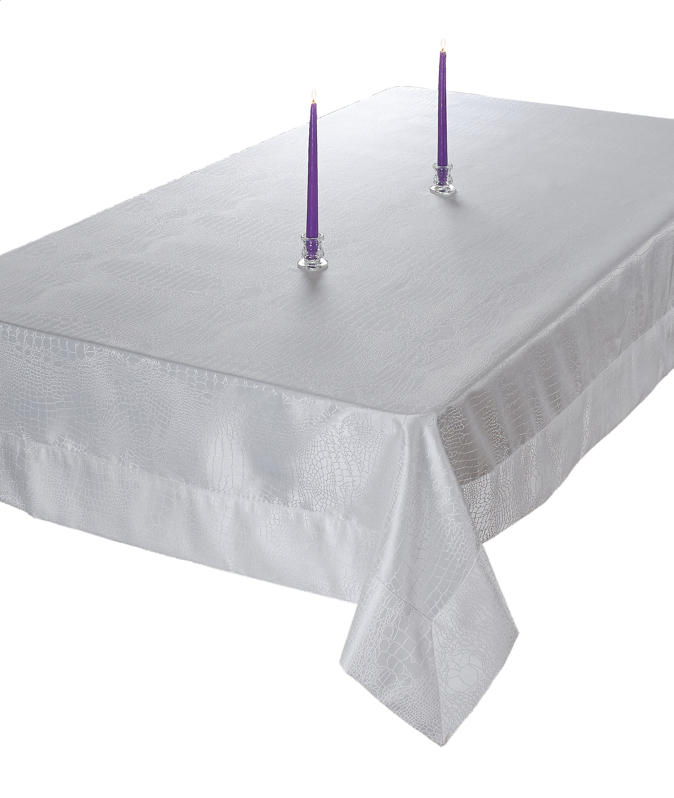 Luxurious Damask Crocodile Design Tablecloths, 70" X 144" - In White ...