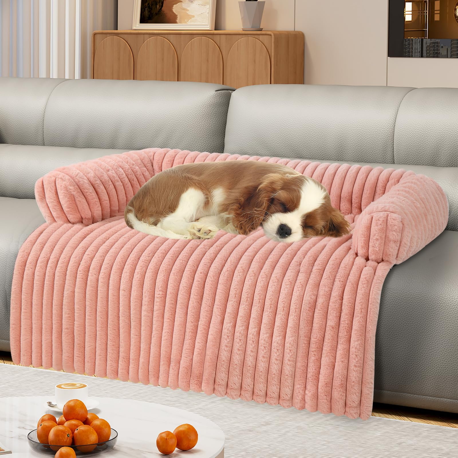 Luxurious Dog Couch Bed, Washable Calming Dog Couch Cover, Removable ...