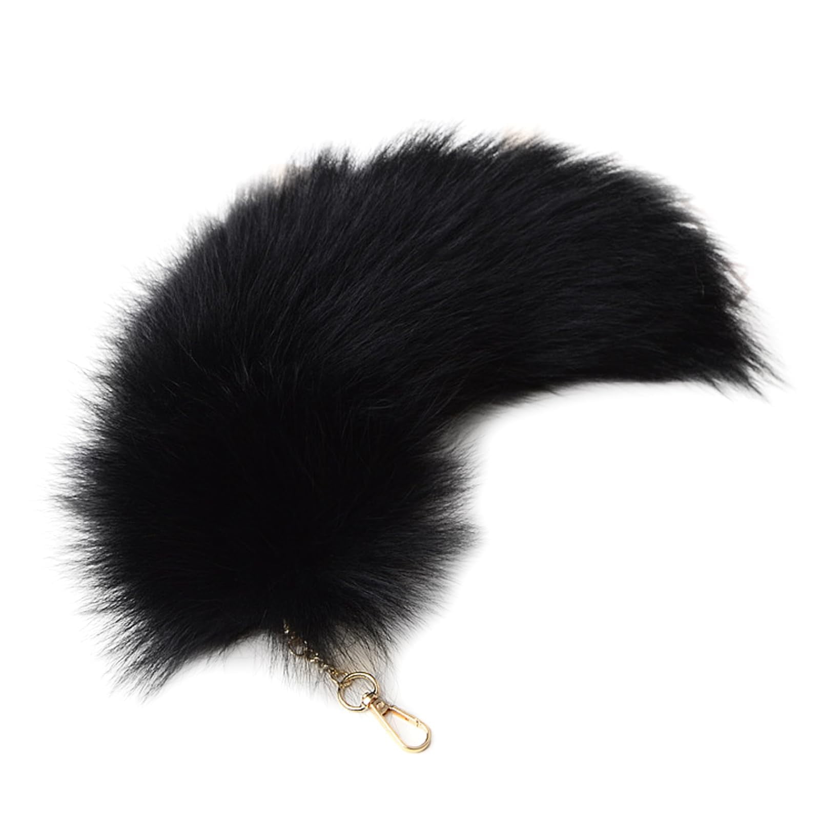 Luxurious Faux Fur Black Fox Tail Keychain Soft Plush Accessory for ...