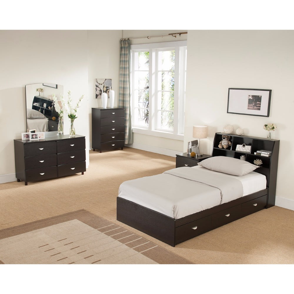Luxurious Full 3 Drawers Chest Bed, Dark Brown. - Walmart.com