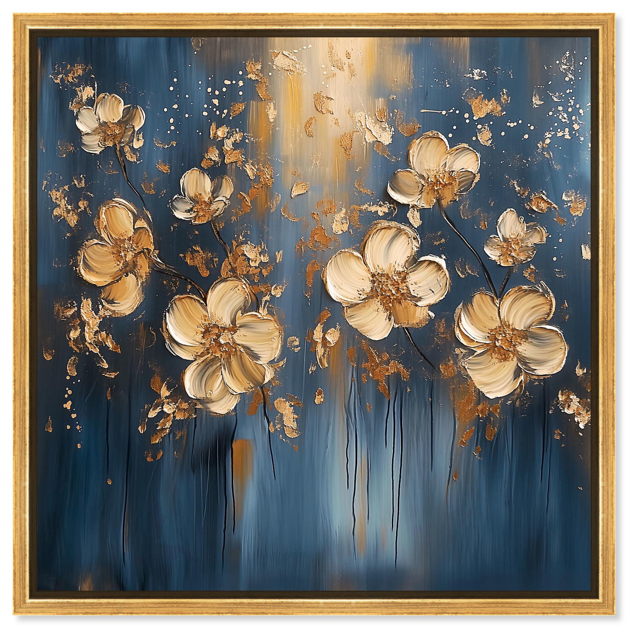 Luxurious Gold Blossoms Canvas Elegant Floral Art by Art Remedy, Gold ...