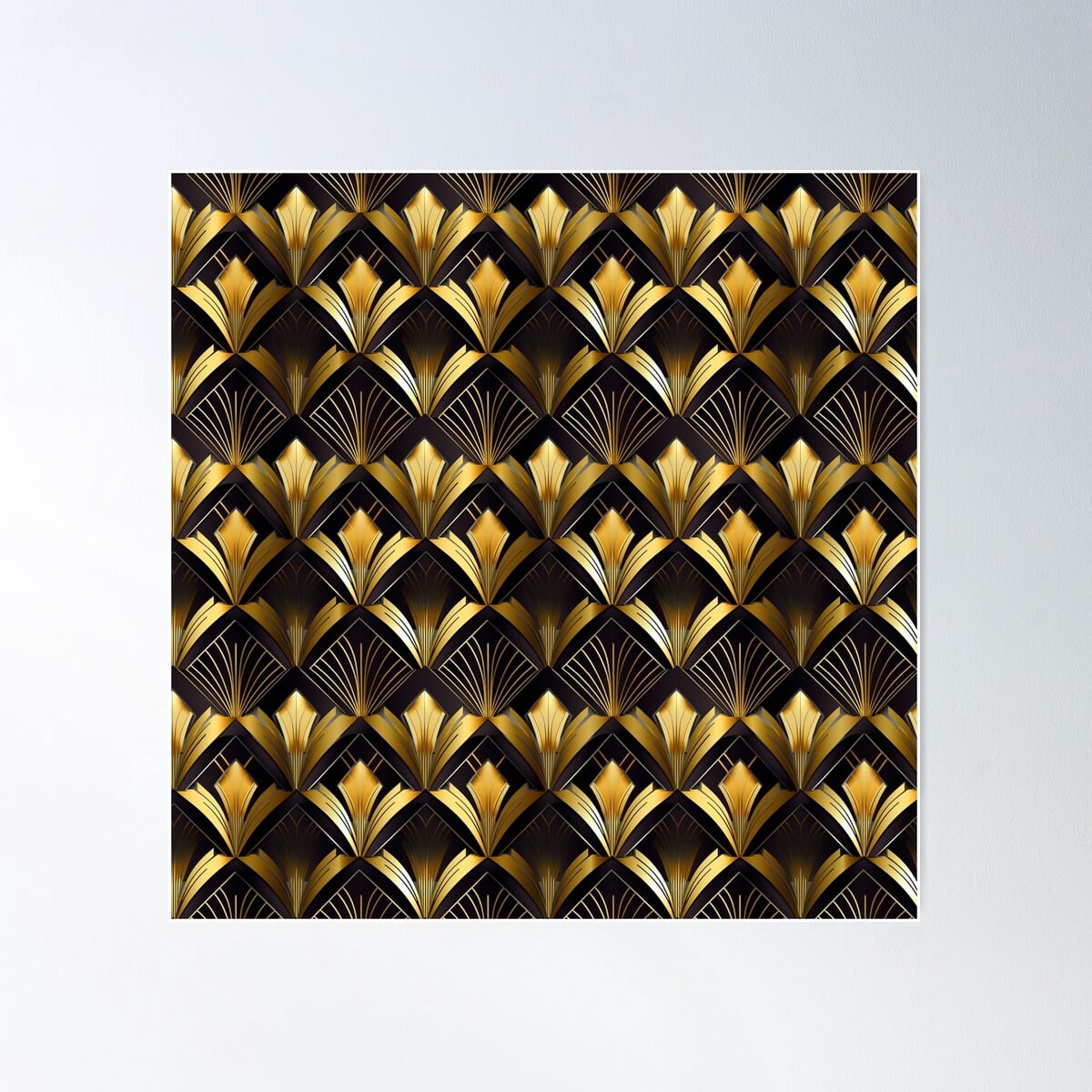 Luxurious Golden Hues And Black Art Deco Pattern Poster Wall Art ...