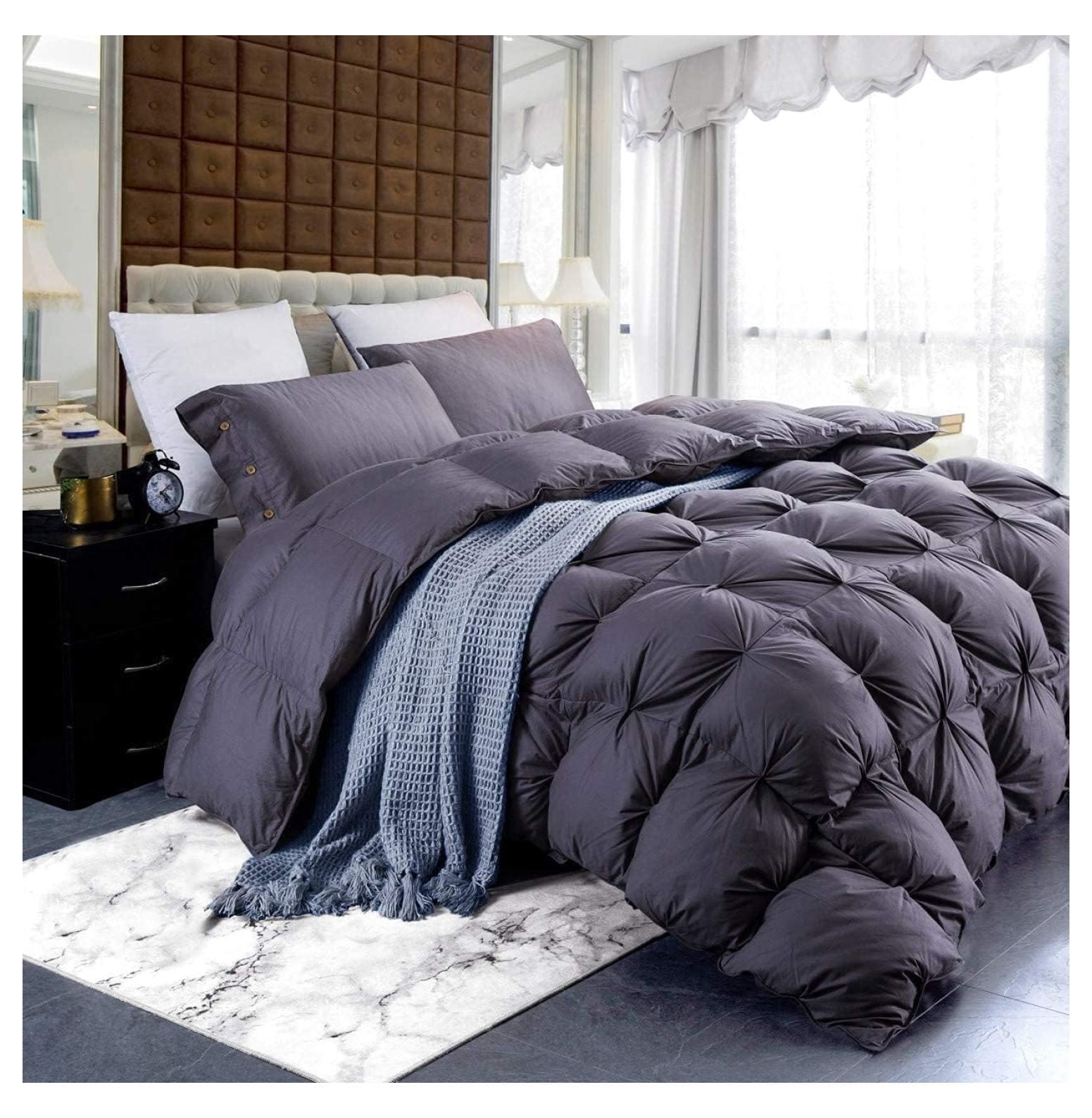 Luxurious Goose Down Comforter Duvet Insert, Classic Pinch Pleat , 750 ...