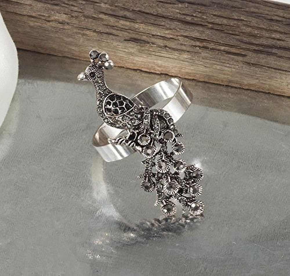 Luxurious Jeweled Silver Peacock Napkin Rings, Set of 4 - Walmart.com