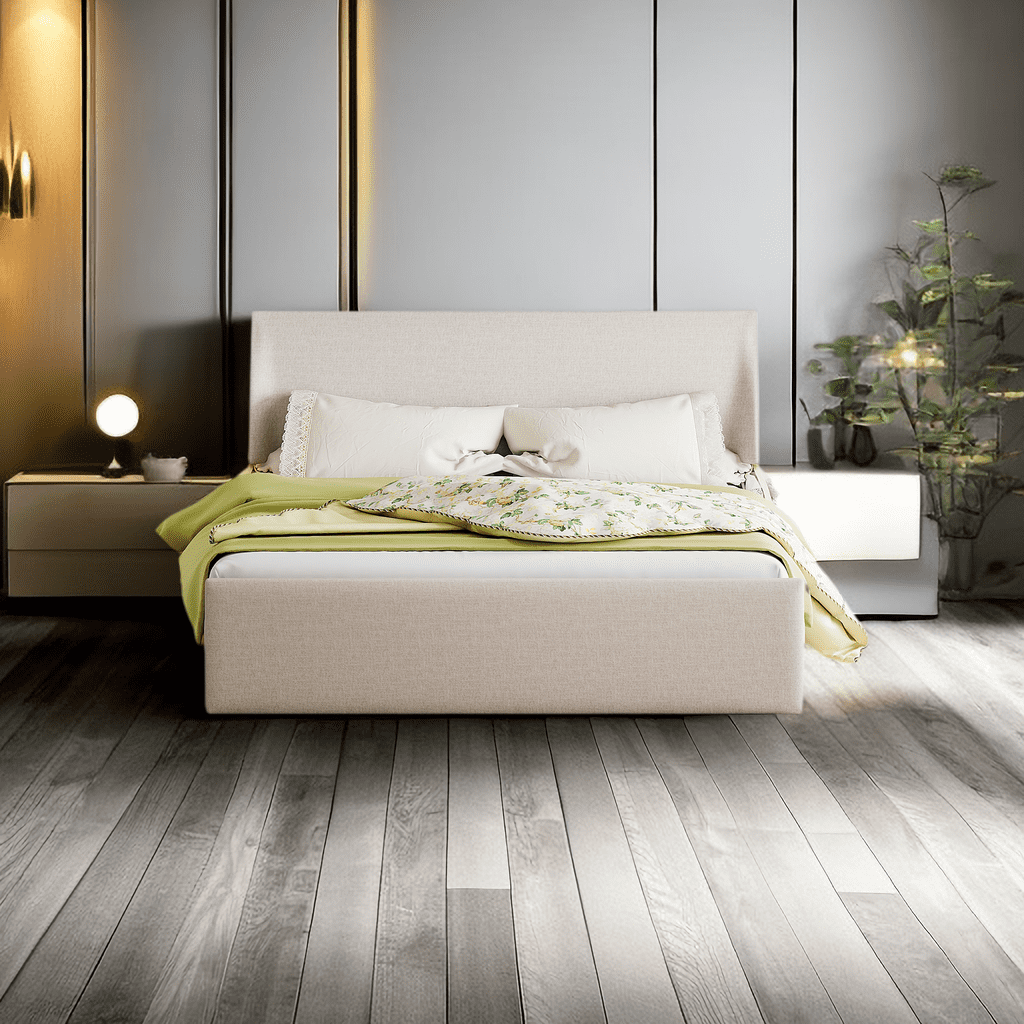 Luxurious Linen Upholstery Full Size Platform Bed with Side-Tilt ...