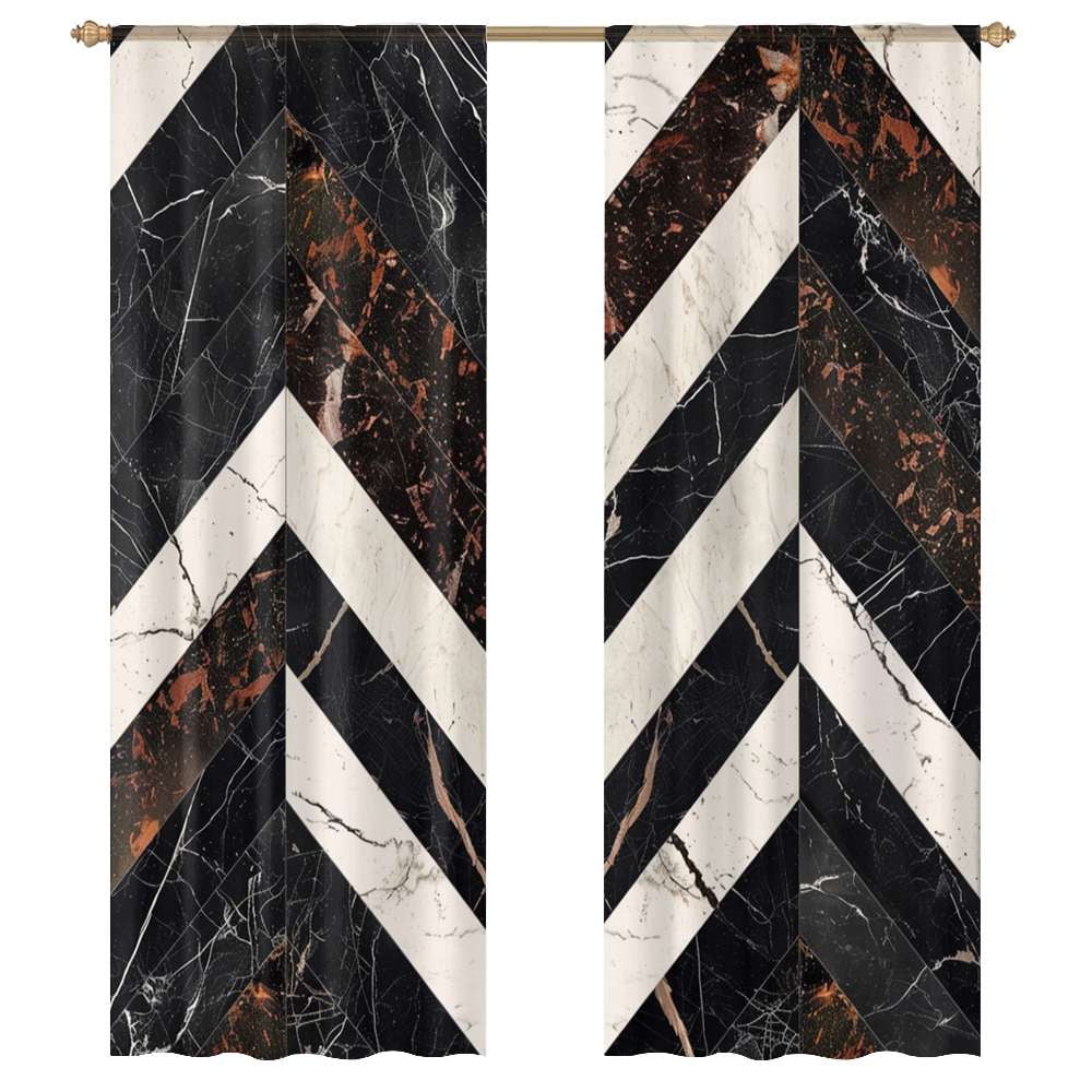 Luxurious Marble Sheer Voile Curtain Window Tulle Curtains For Living ...