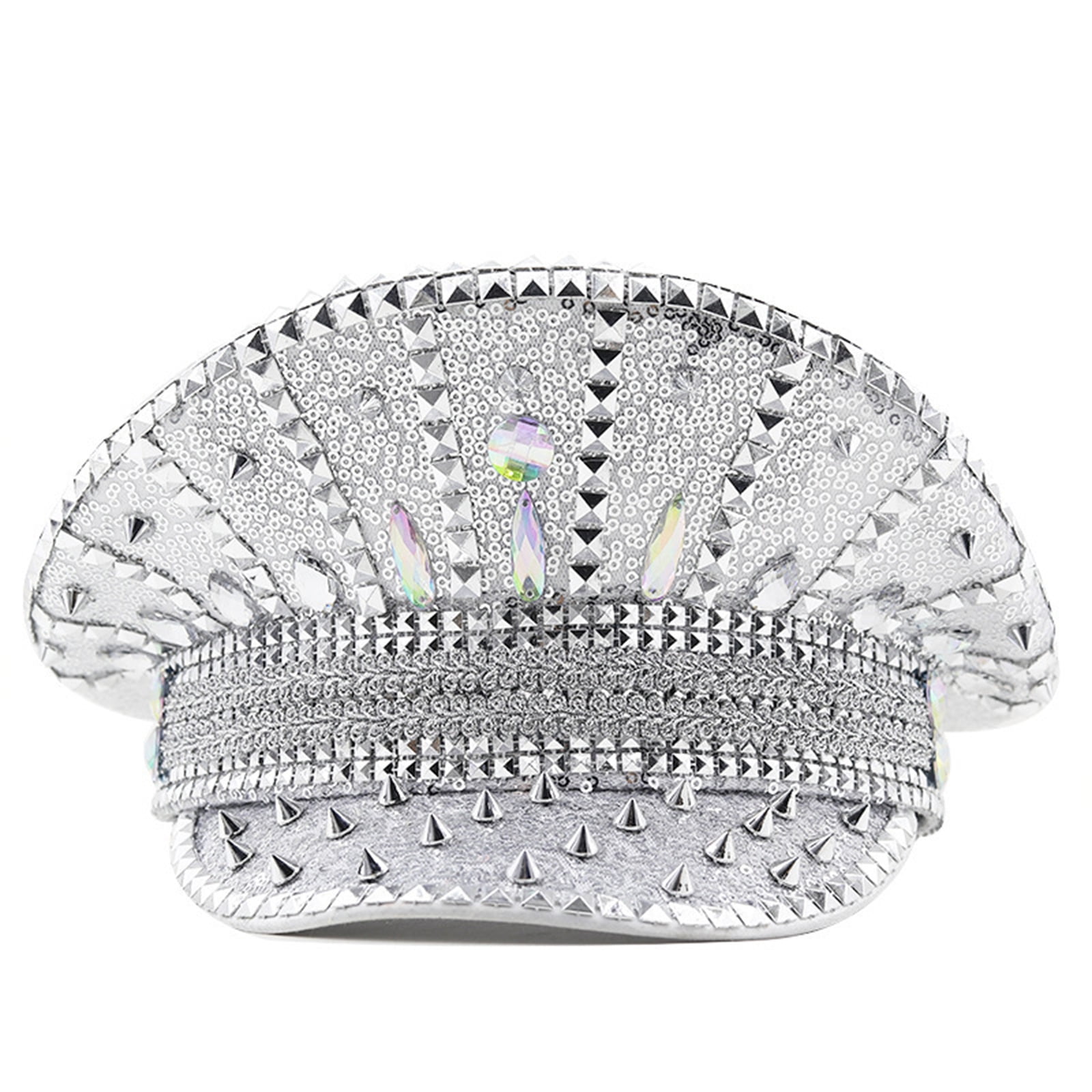 Luxurious Marine Hat with Decorative Rhinestones and Rivet Studded Cool ...