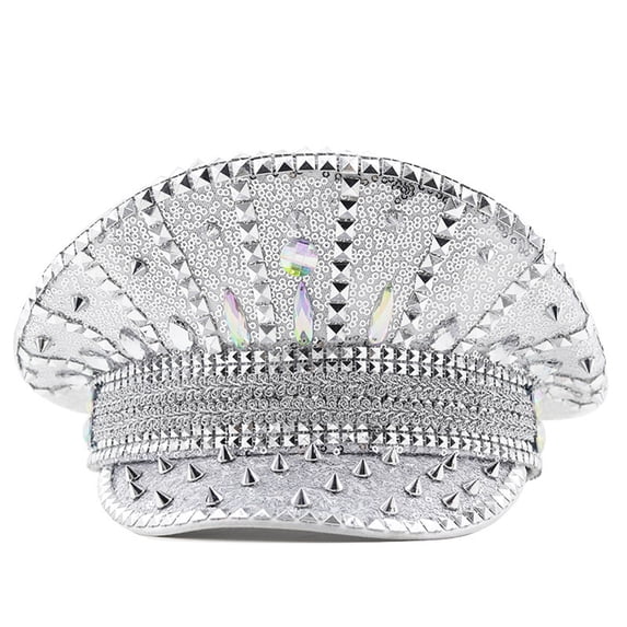 Luxurious Marine Hat with Decorative Rhinestones and Rivet Studded Cool ...