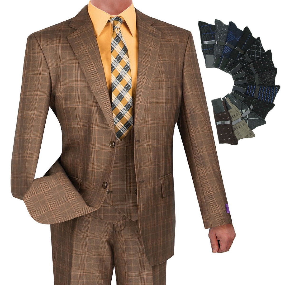 Luxurious Men's 3-Piece Glen Plaid Pattern Suit, Blazer, Vest and Pants ...