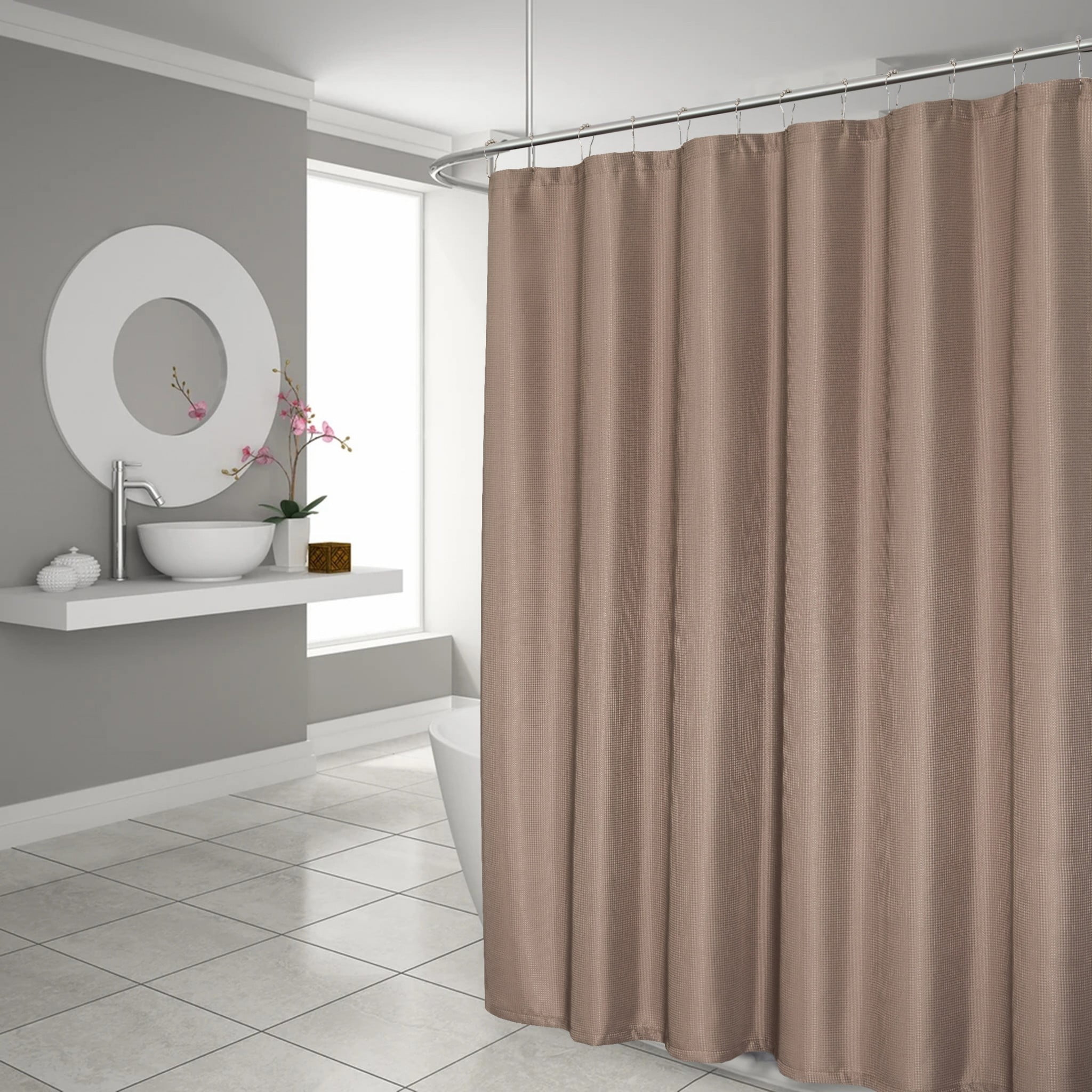 Luxurious Mocha Waffle Weave Shower Curtain - Walmart.com