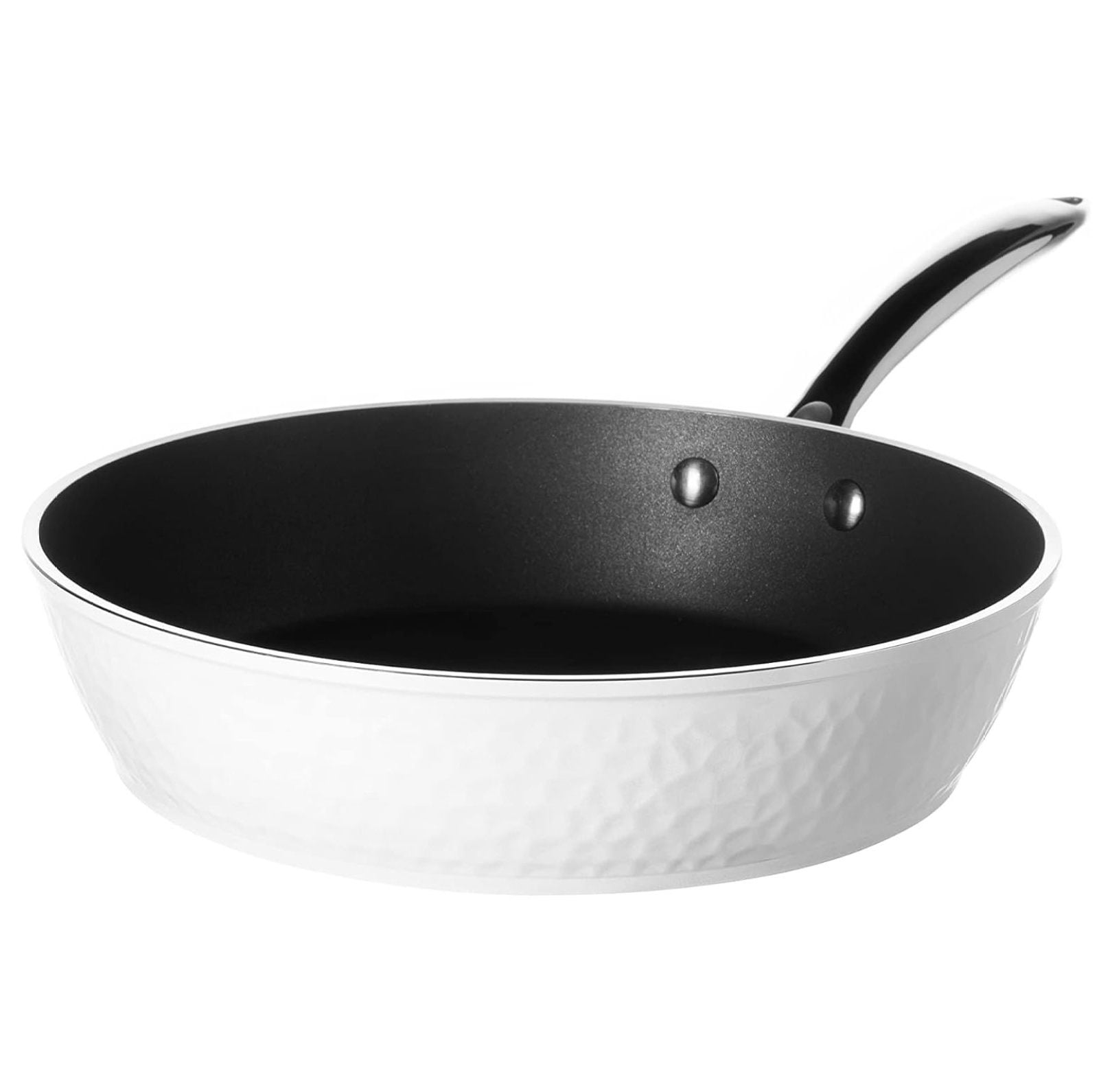 Luxurious Non-Stick Ceramic 10 Inch White Hammered Pan, Lightweight ...