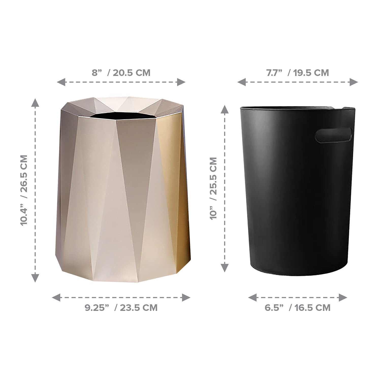 Luxurious Nordic Trash Can - Open Top Geometric Garbage Can - Double ...