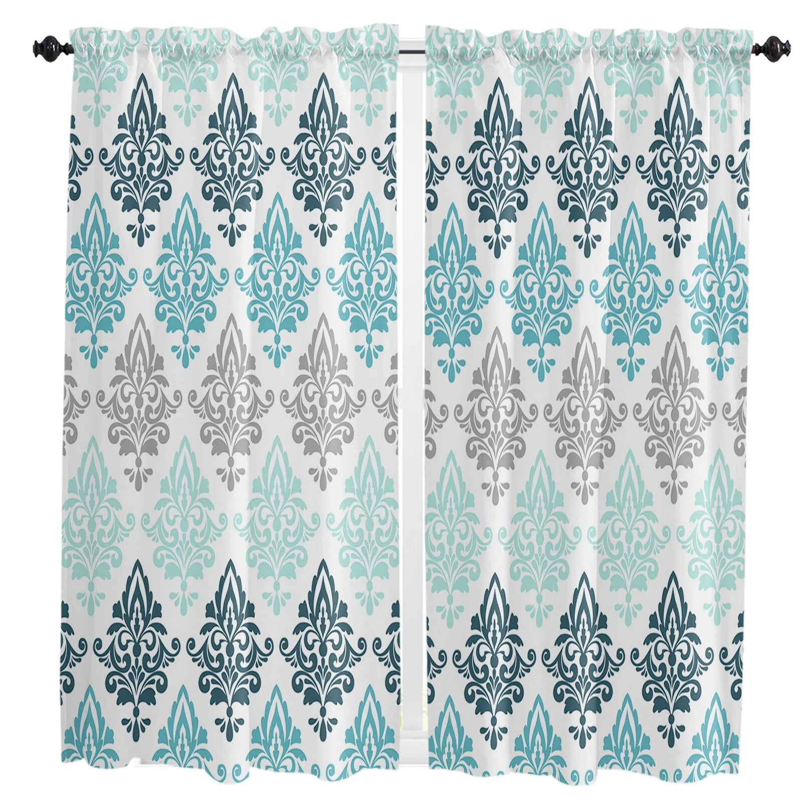 Luxurious Pattern Gradient Aqua Curtain Home Decoration Living Room ...