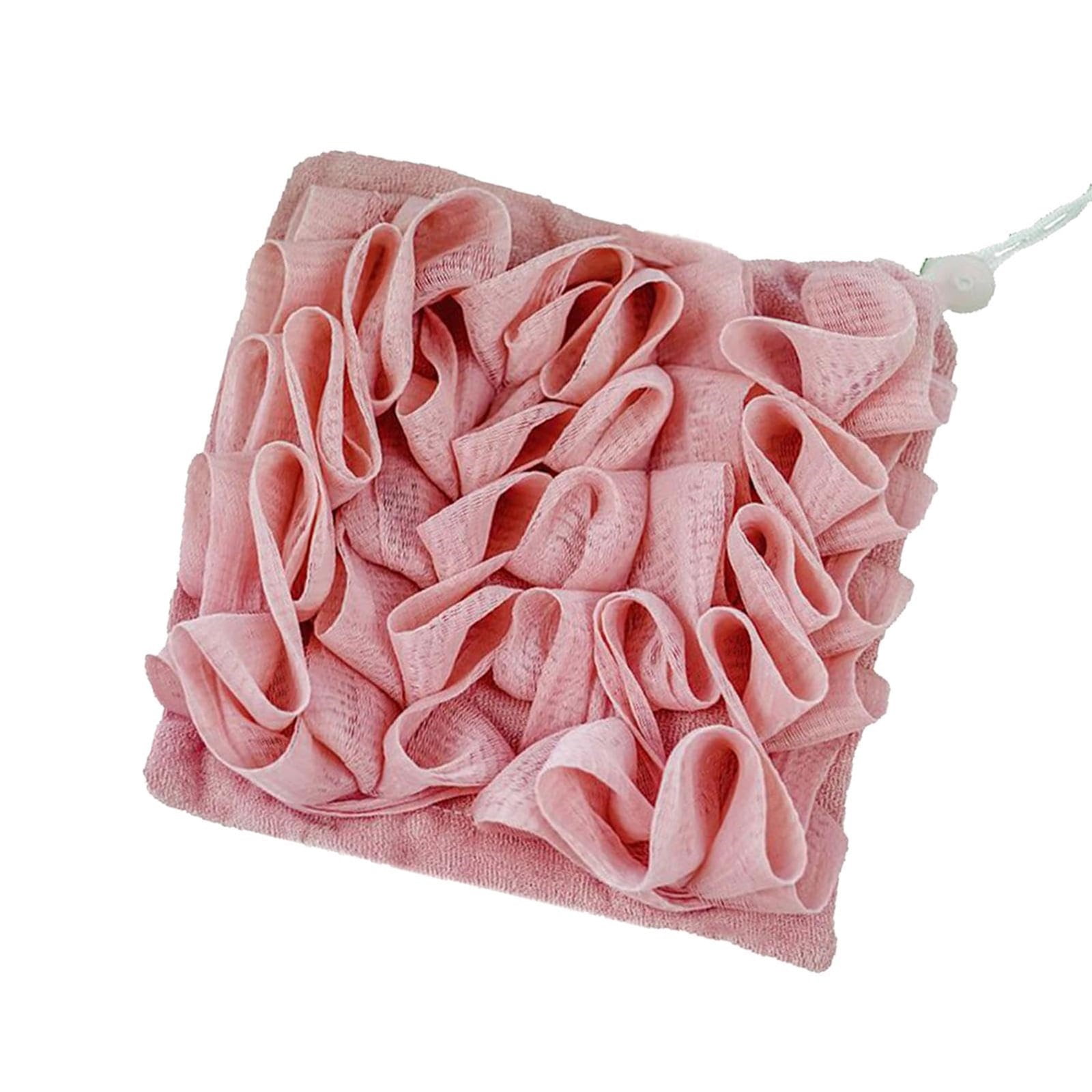 Luxurious Pink Shower Loofah Sponge Exfoliating Bath Pouf for Gentle ...