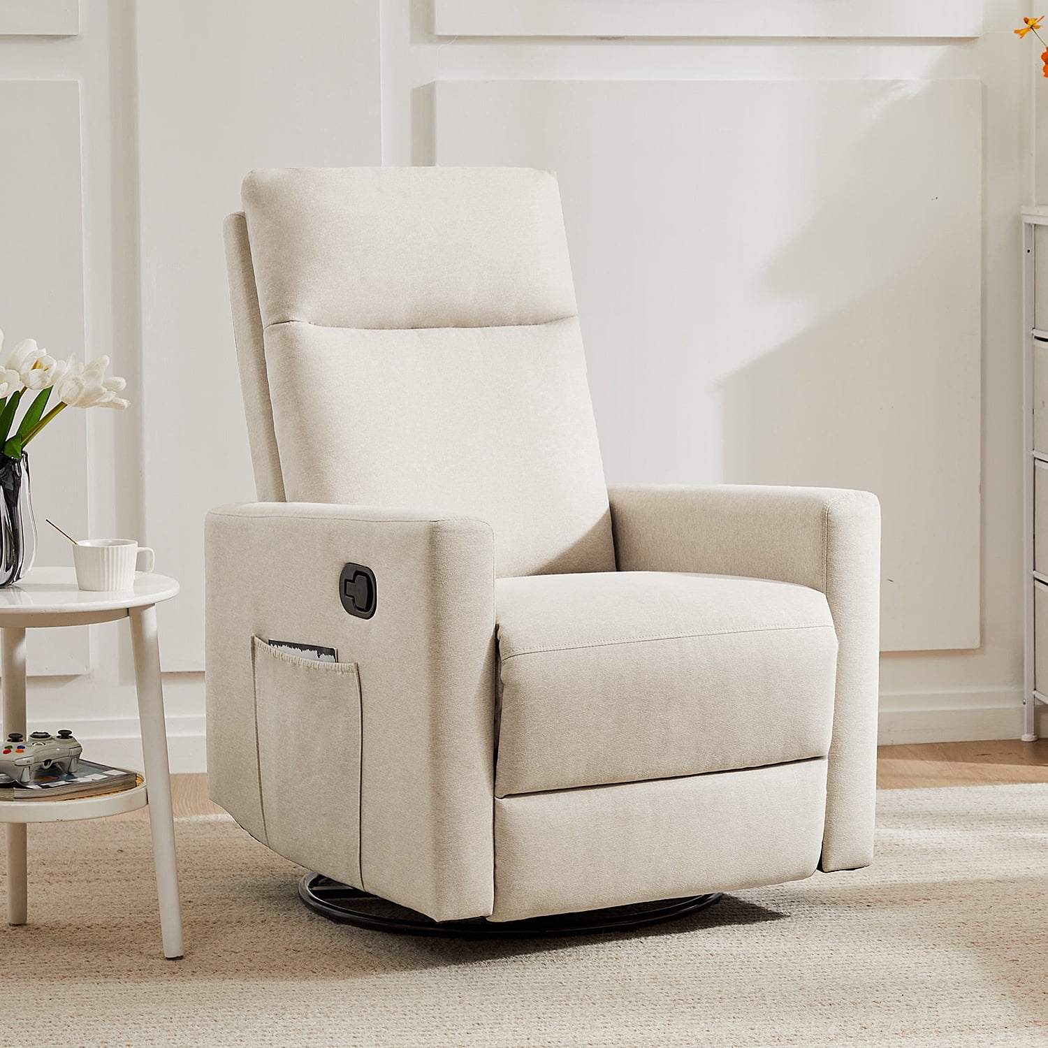 Lujosa Mecedora Giratoria 360 para Guarderia Sillon Reclinable Ajustable Beige Walmart