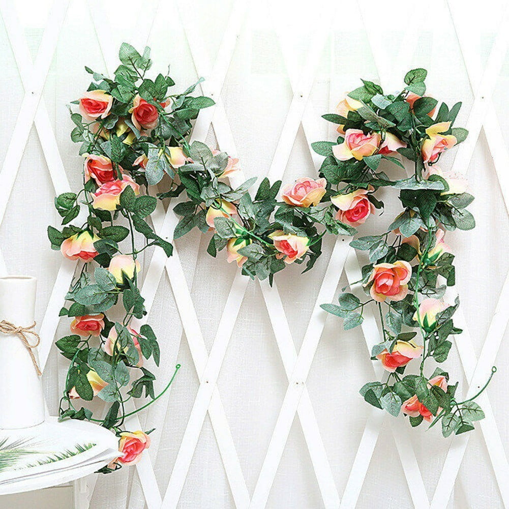 Luxurious Silk Rose Flower Ivy Vine Garland, 2.2m Length for Wedding ...