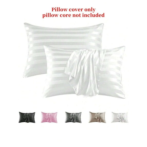 Luxurious Silk Satin Striped Pillowcases, Black 3cm Stripe Jacquard ...
