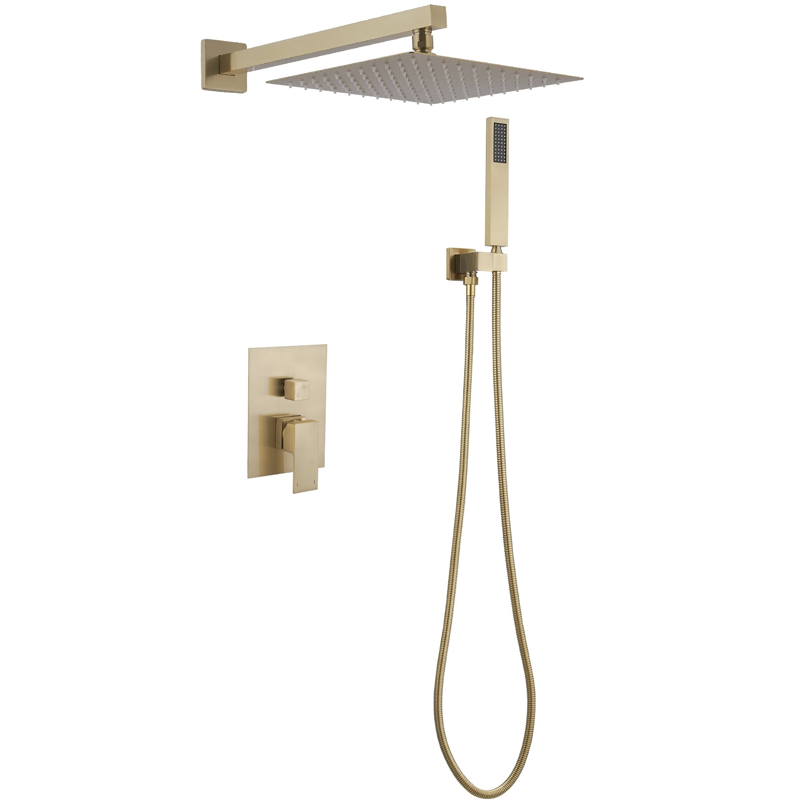 Luxurious Single Handle 2-Spray 10 in. Wall Mount Square Shower Head ...