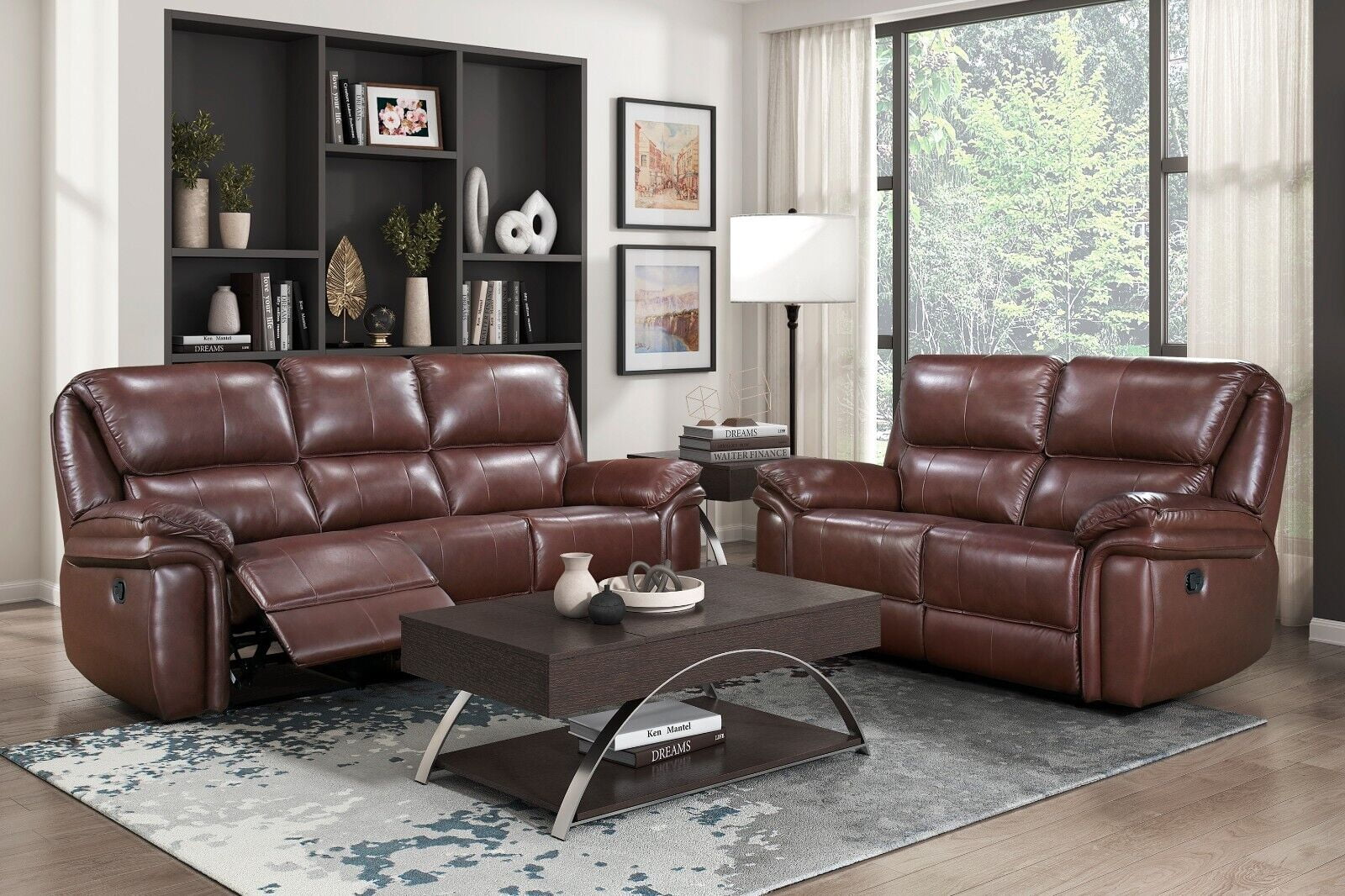 Luxurious Style Living Room 2pc Reclining Sofa Loveseat Set Brown ...