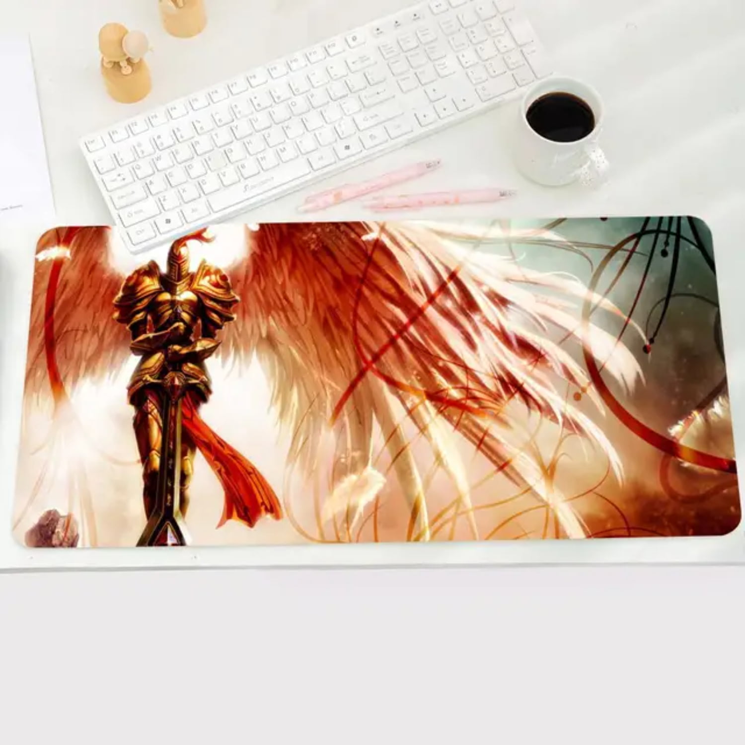 Luxurious Stylish Anime Desk Mat featuring Big Knight Angel Wing Design ...