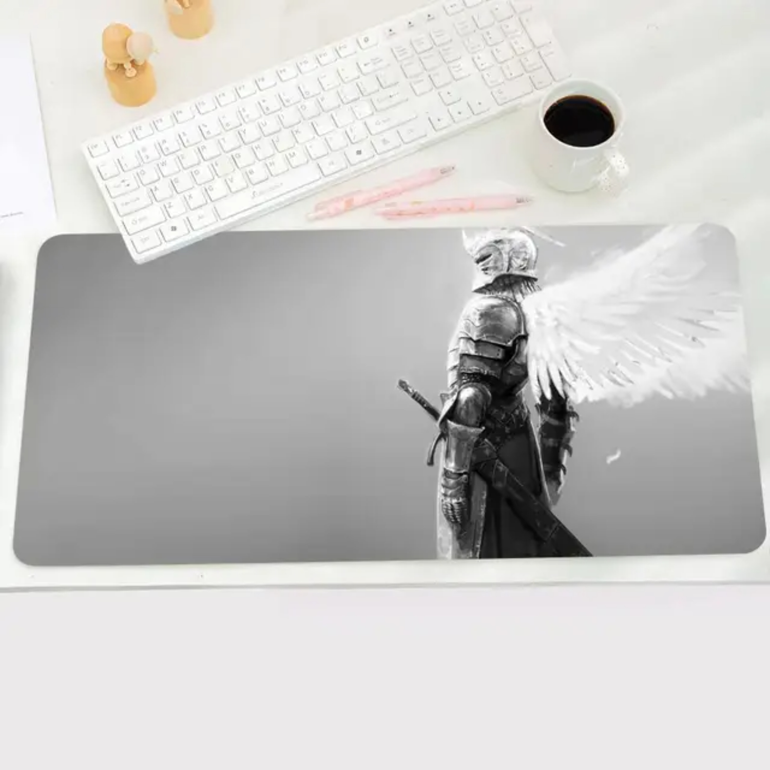 Luxurious Stylish Anime Desk Mat featuring Big Knight Angel Wing Design ...