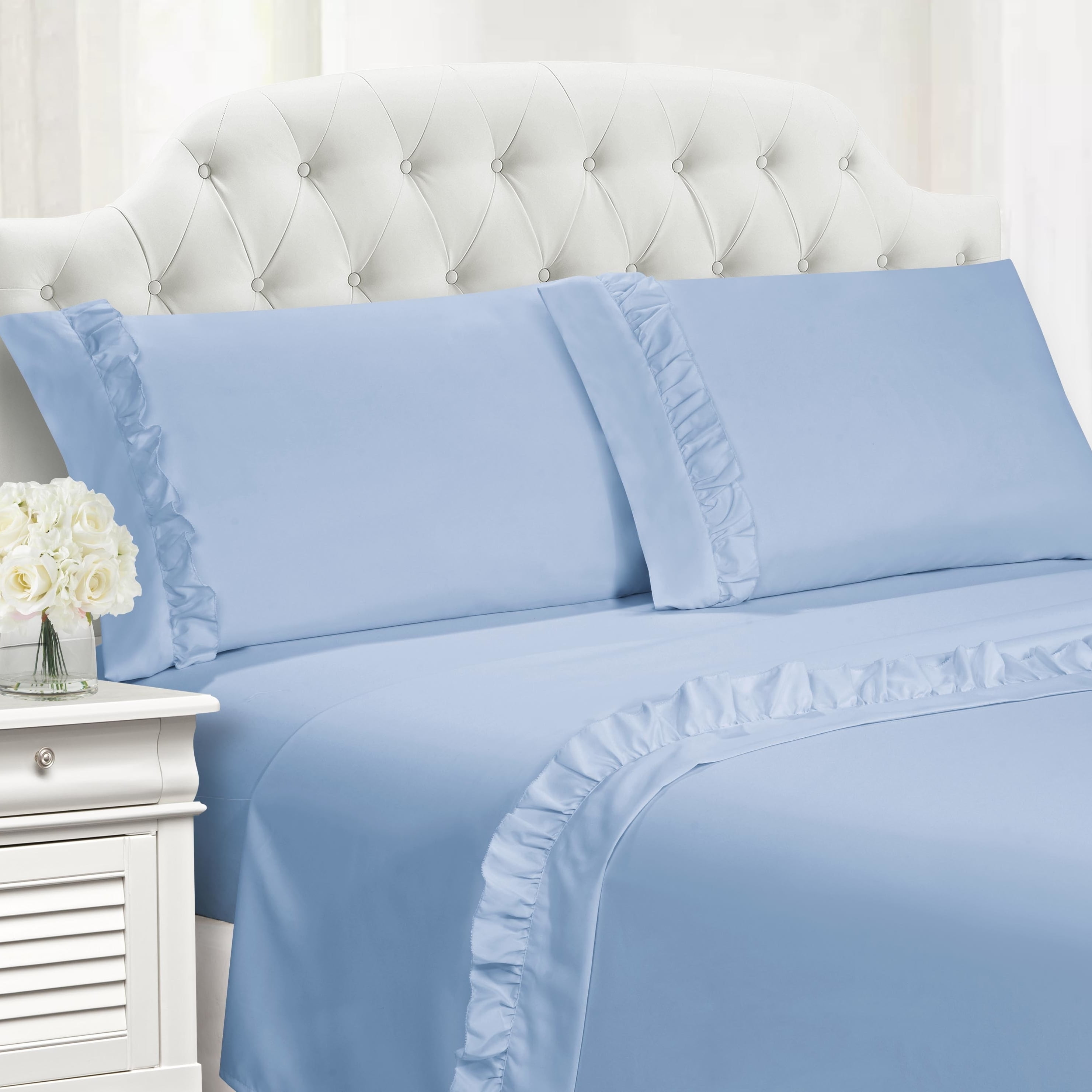 Luxurious Stylish Silky Soft 4 Piece Ruffle Sheet Set - Walmart.com
