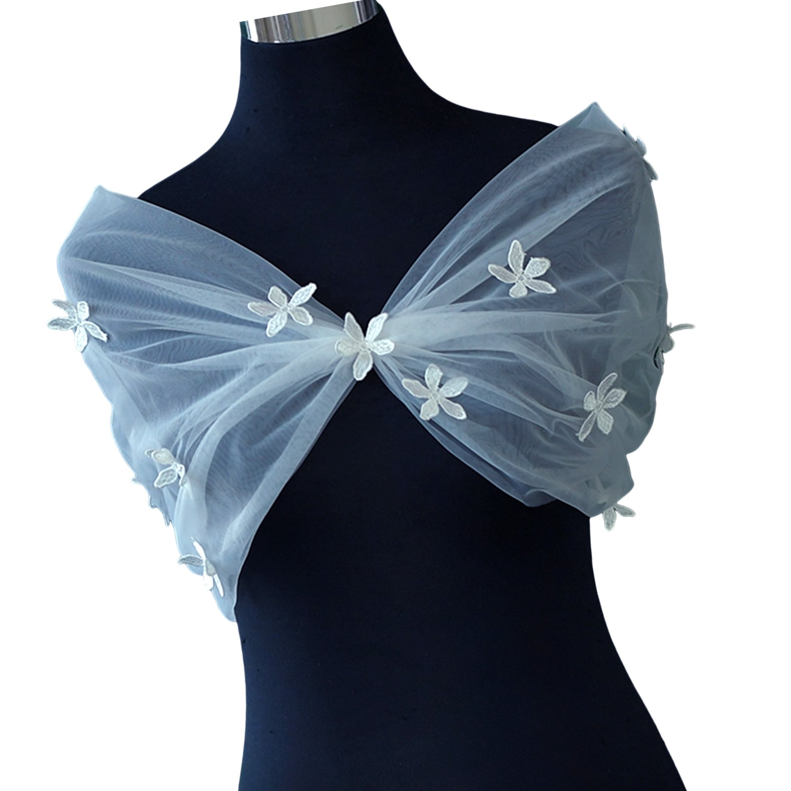 Luxurious Tulle Lace Shawl Bridesmaid Shrug With 3D Embroidery Flower ...