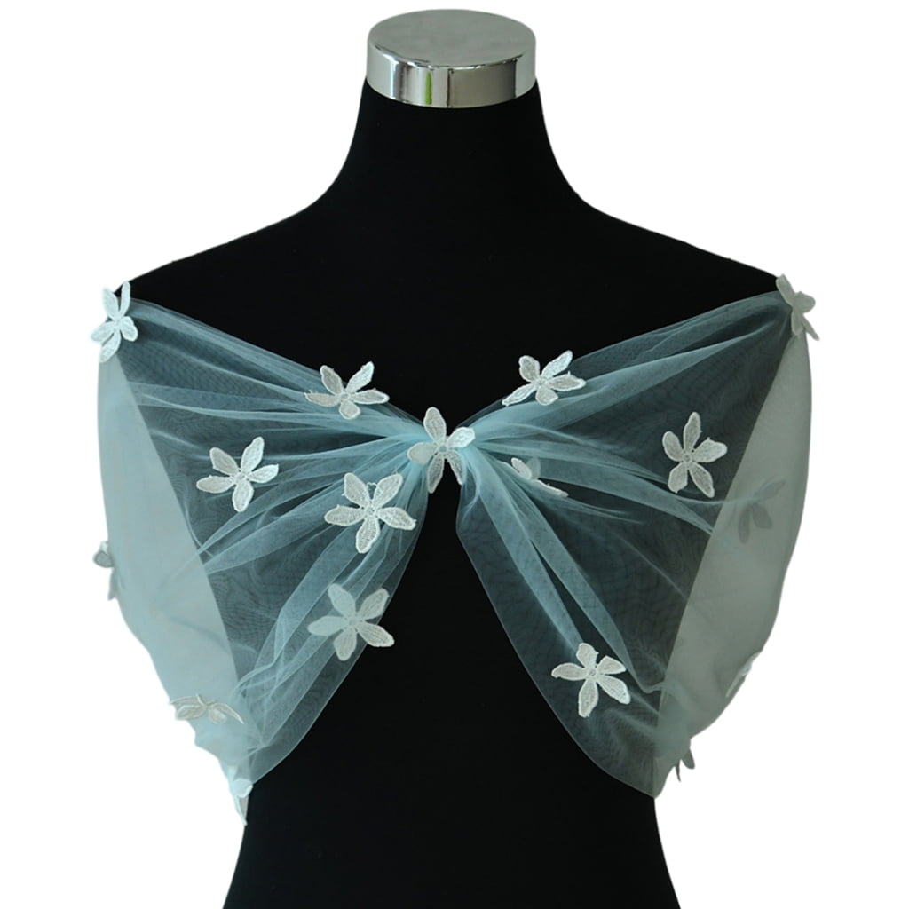 Luxurious Tulle Lace Shawl Bridesmaid Shrug With 3D Embroidery Flower ...