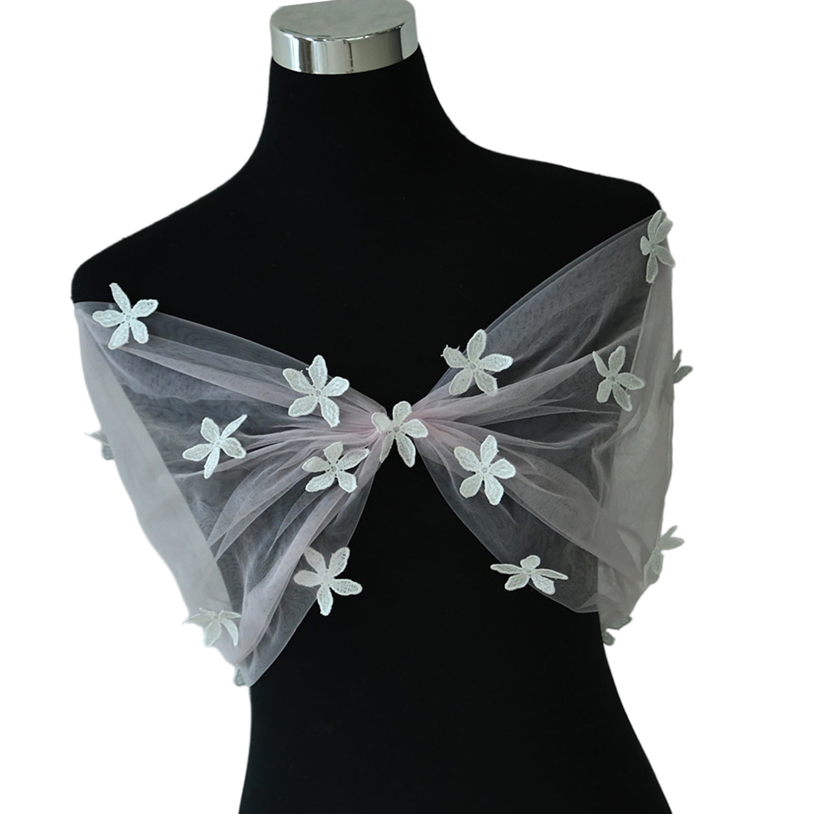 Luxurious Tulle Lace Shawl Bridesmaid Shrug With 3D Embroidery Flower ...
