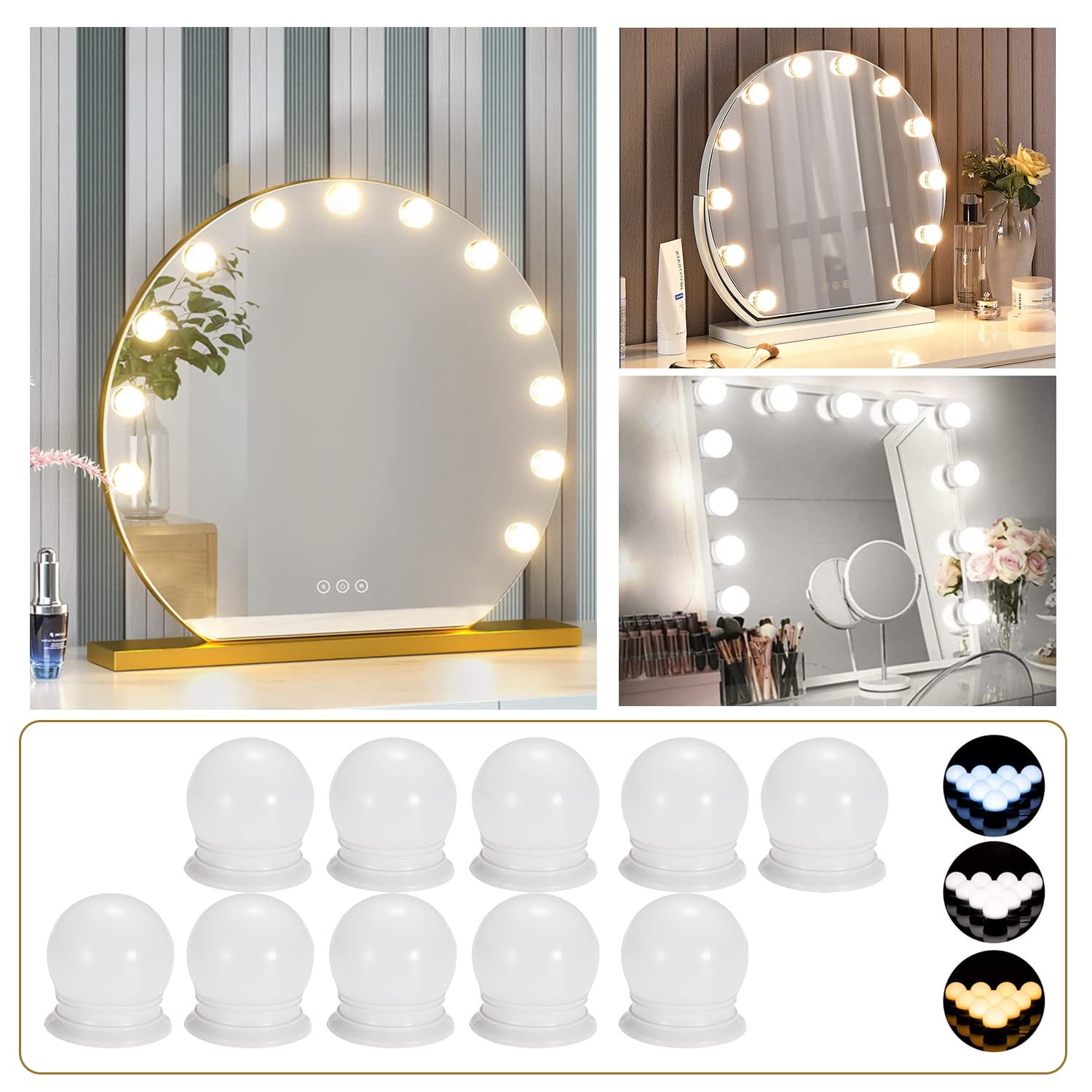 Luxurious Vanity Mirror, Adjustable LED Makeup Station with Smart Touch ...