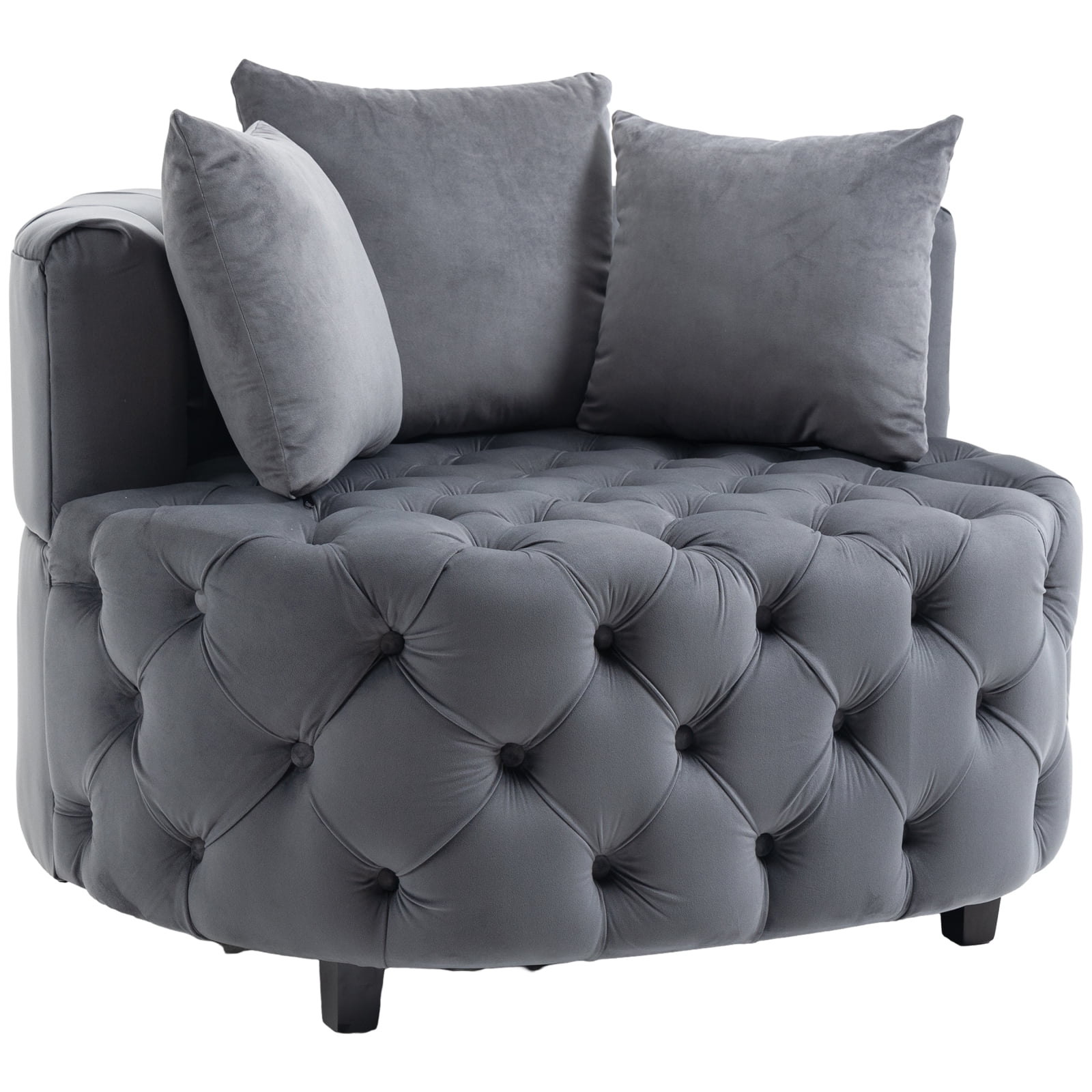 Luxurious Velvet Tufted Round Accent Chair with Plush Pillows for ...